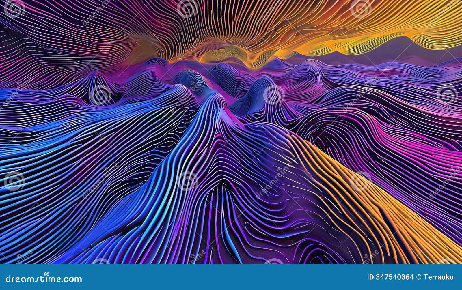 Psychedelic Lines Surrealism, Abstract Gradient Background With Linest ...