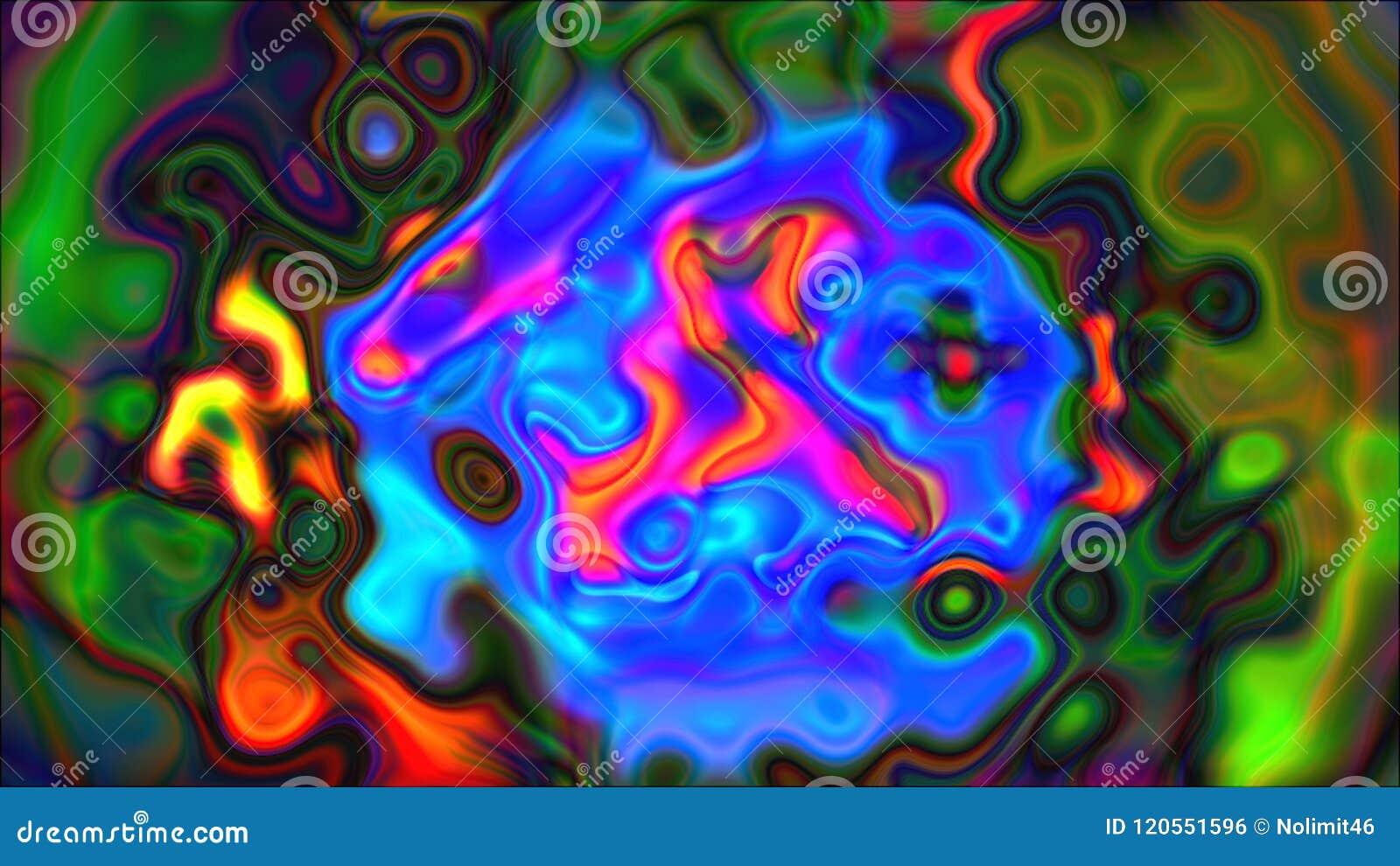 Psychedelic Liquid, Bright Abstract 3D Computer Generated Backdrop ...
