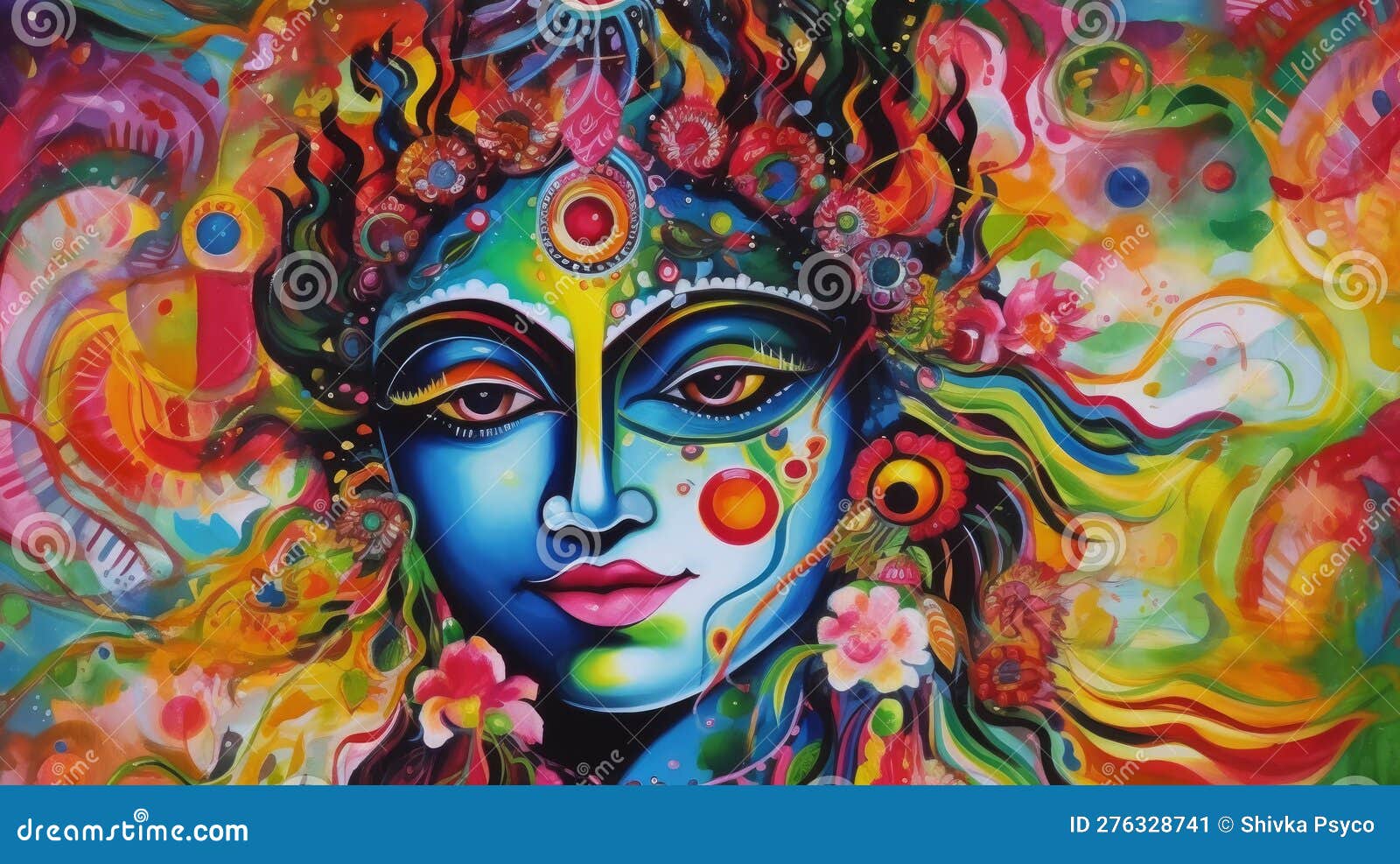 A Psychedelic Lord Vishnu Painting Generative AI Stock Illustration ...