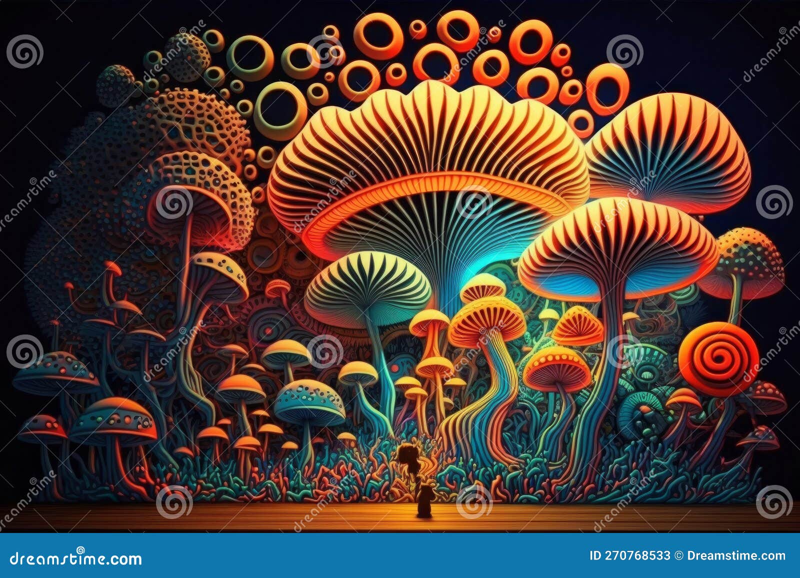 Psychedelic Magic Mushroom Landscape Design. Generative Ai Stock ...