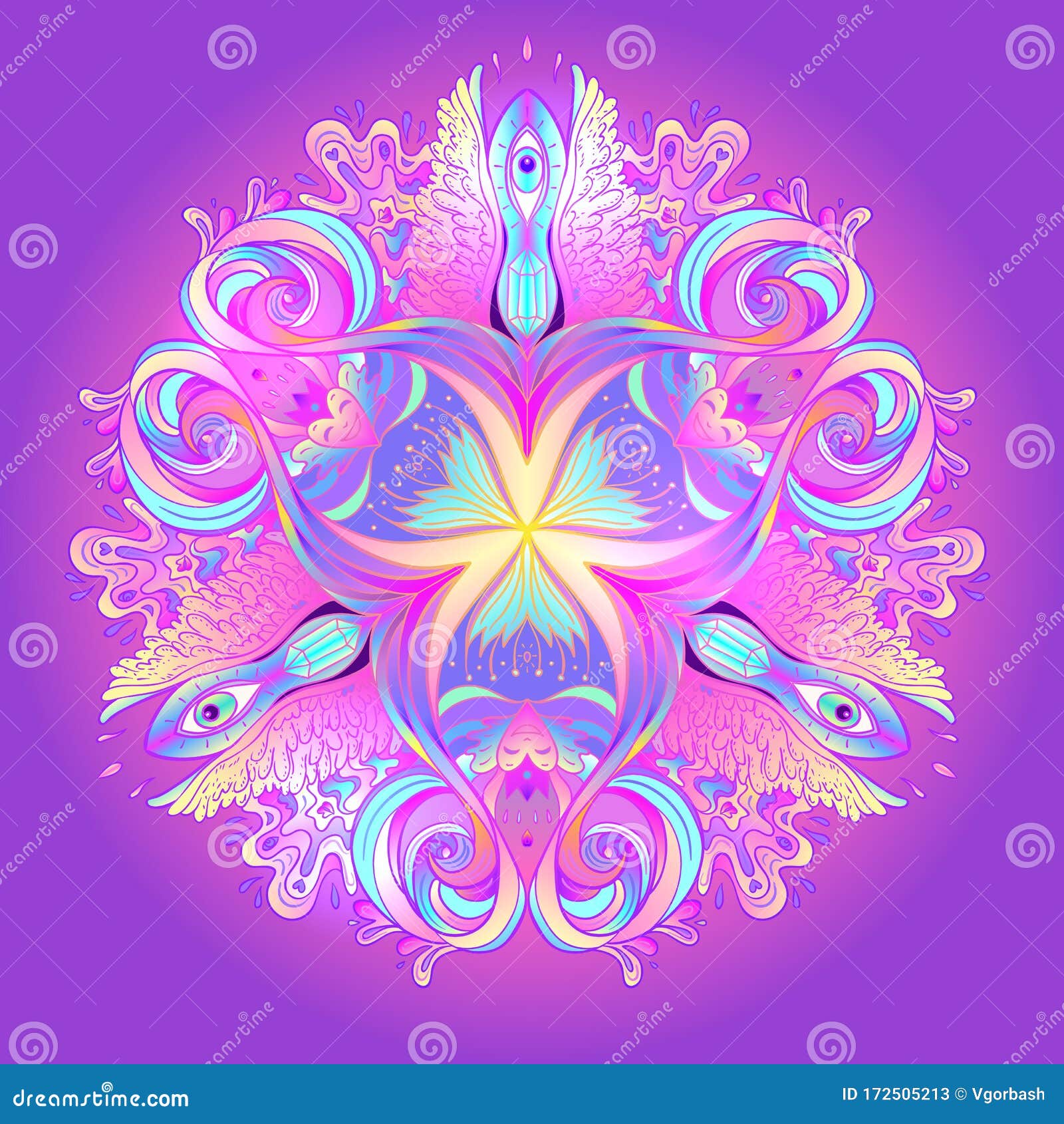 Psychedelic Mandala. Mandala. Beautiful Vintage Round Pattern. Vector ...