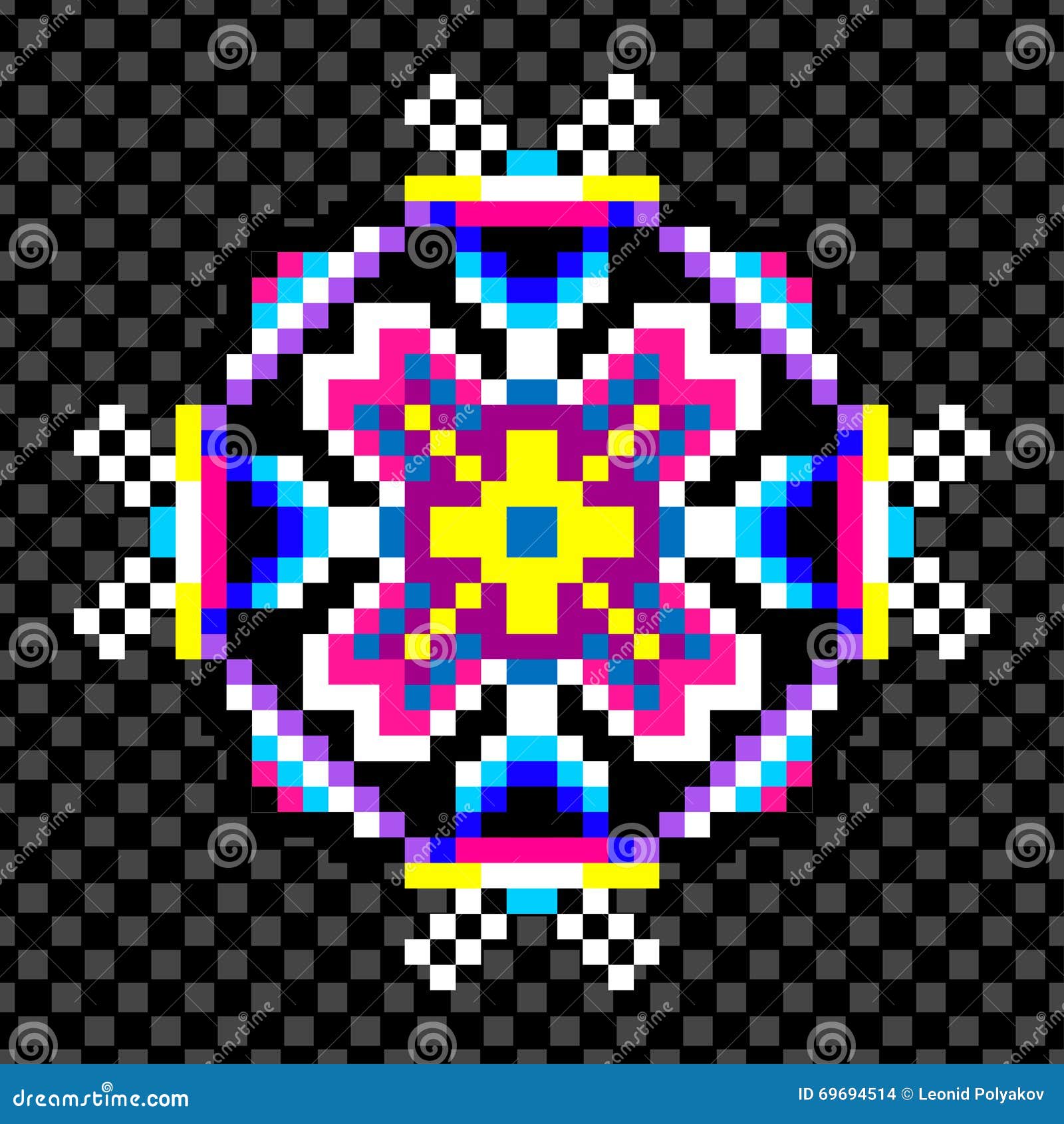 Psychedelic Mandala of the Pixels on a Black Background Stock Vector ...