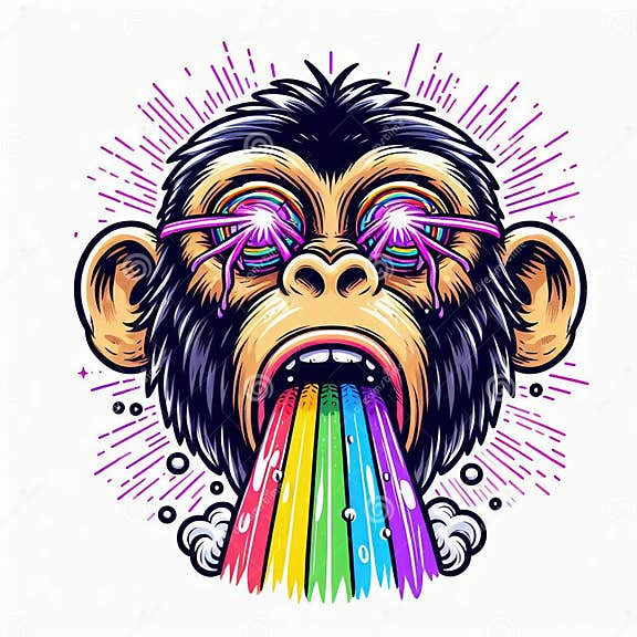 Psychedelic monkey stock illustration. Illustration of banana - 326647974