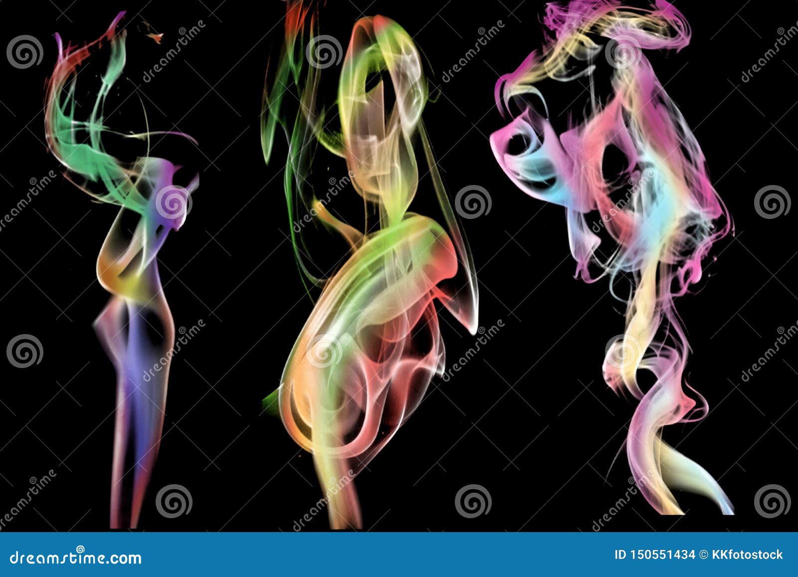 Psychedelic Multicolored Smoke Set on Black Stock Photo - Image of ...