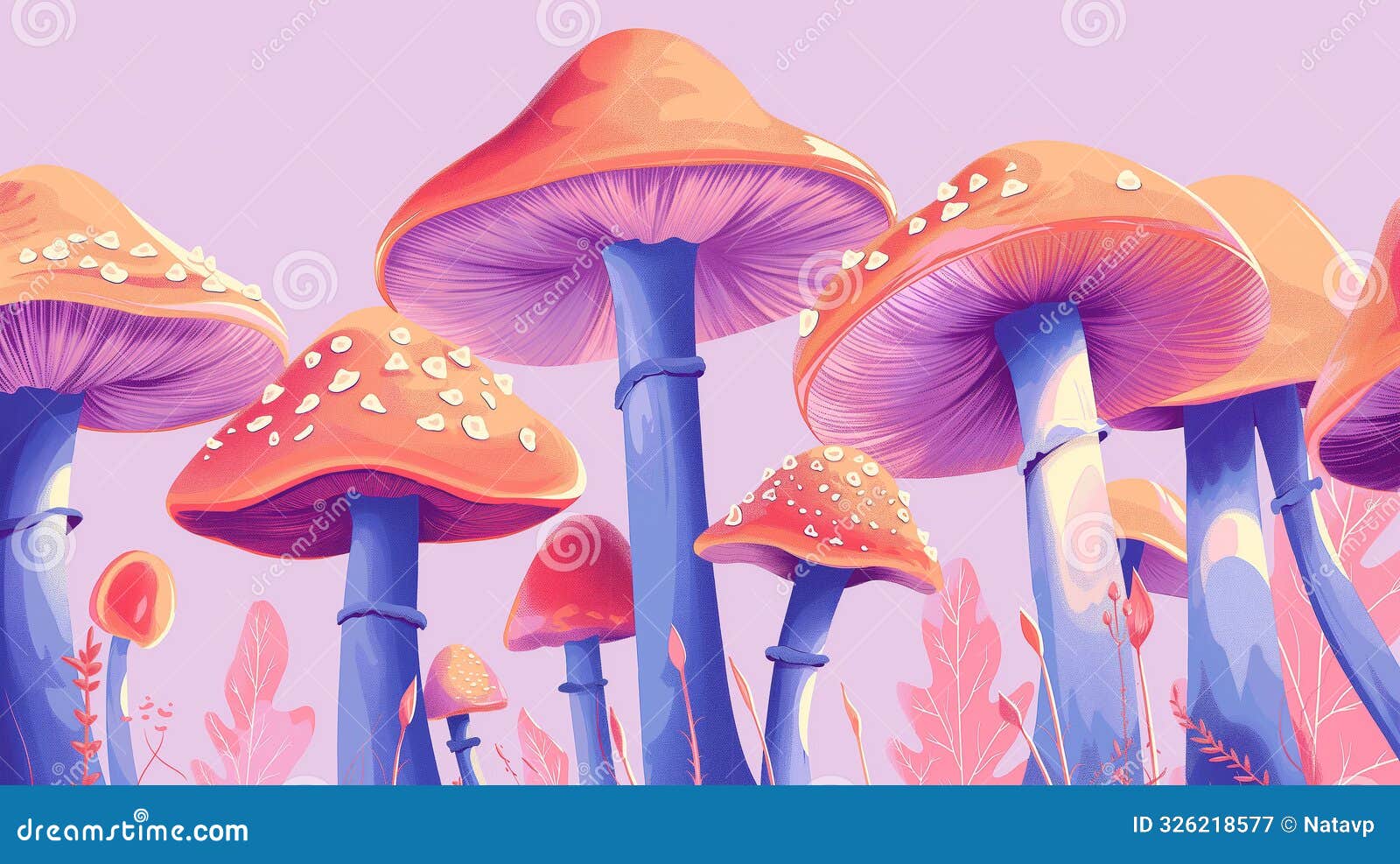Psychedelic Mushroom Banner 16:9 Illustration Stock Illustration ...