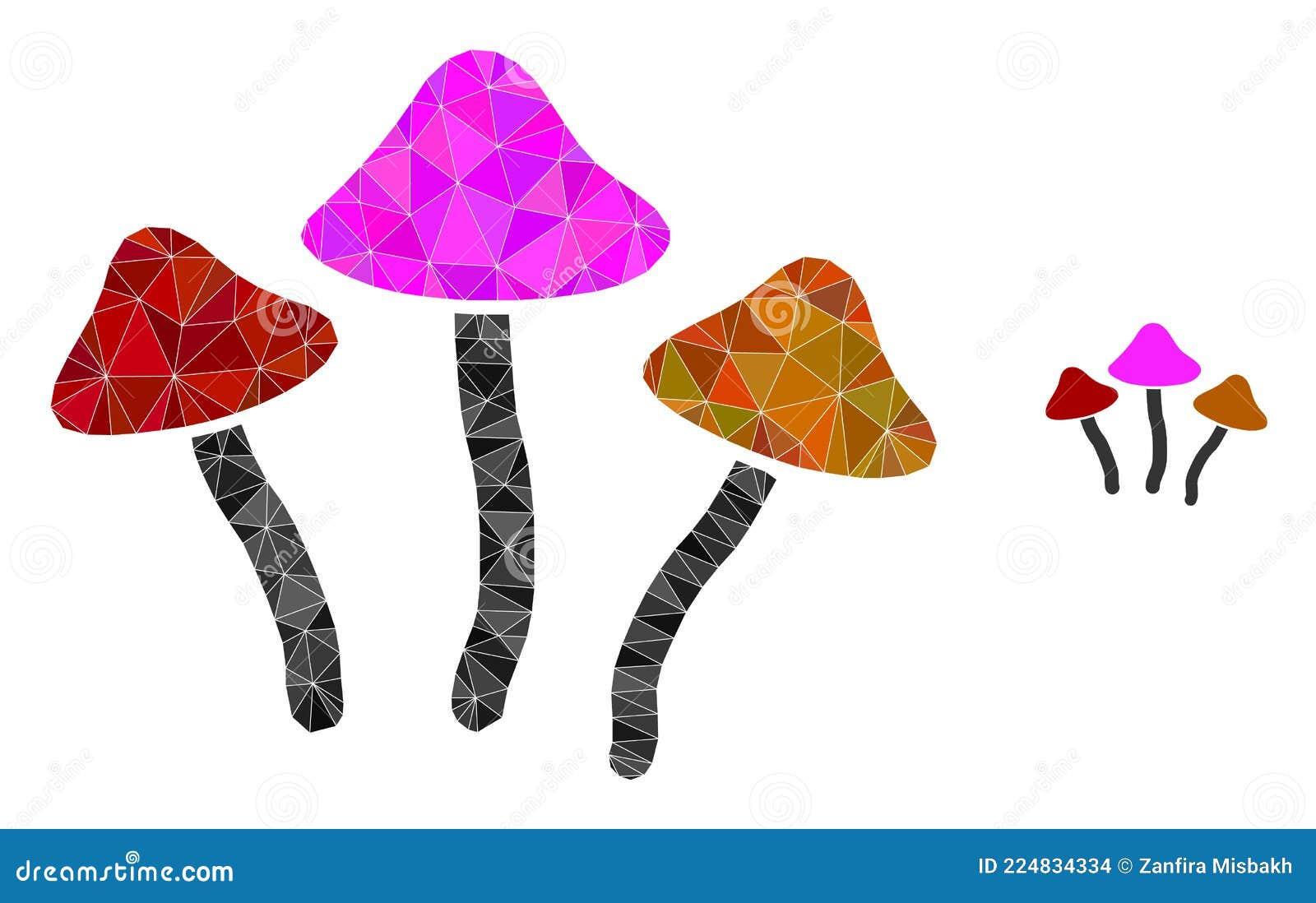Psychedelic Mushrooms Triangle Lowpoly Flat Icon Stock Vector ...