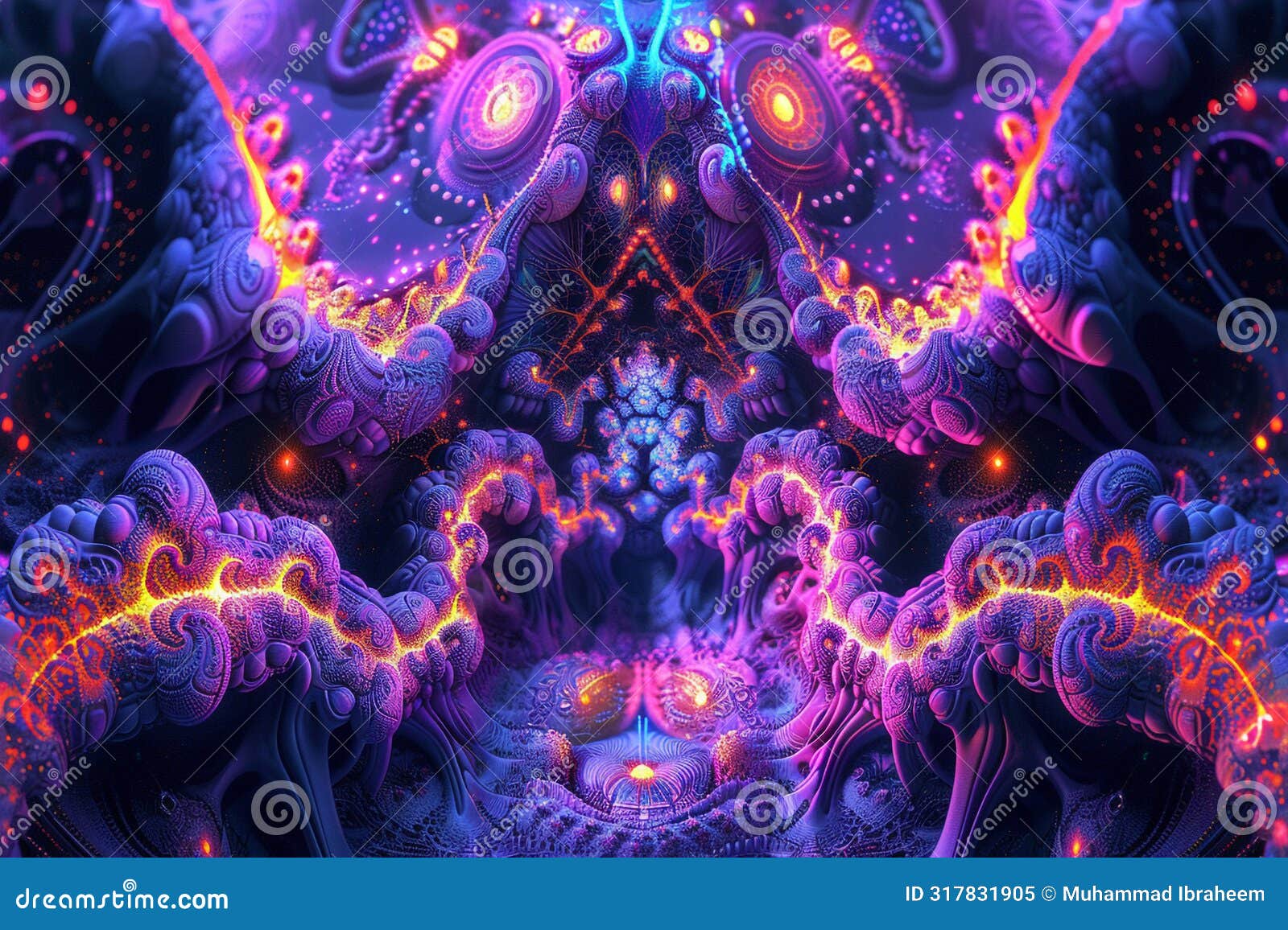 A Psychedelic Neon Abstract Wallpaper with Fractal Patterns and Trippy ...