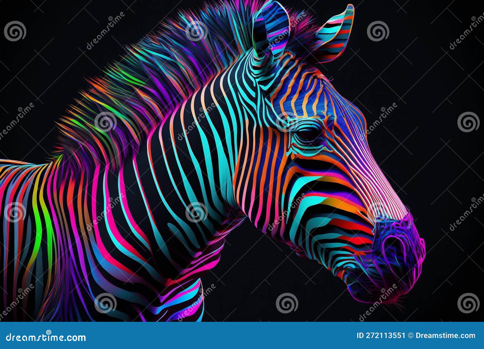 Psychedelic Neon Colors Cool Zebra Stock Illustration - Illustration of ...