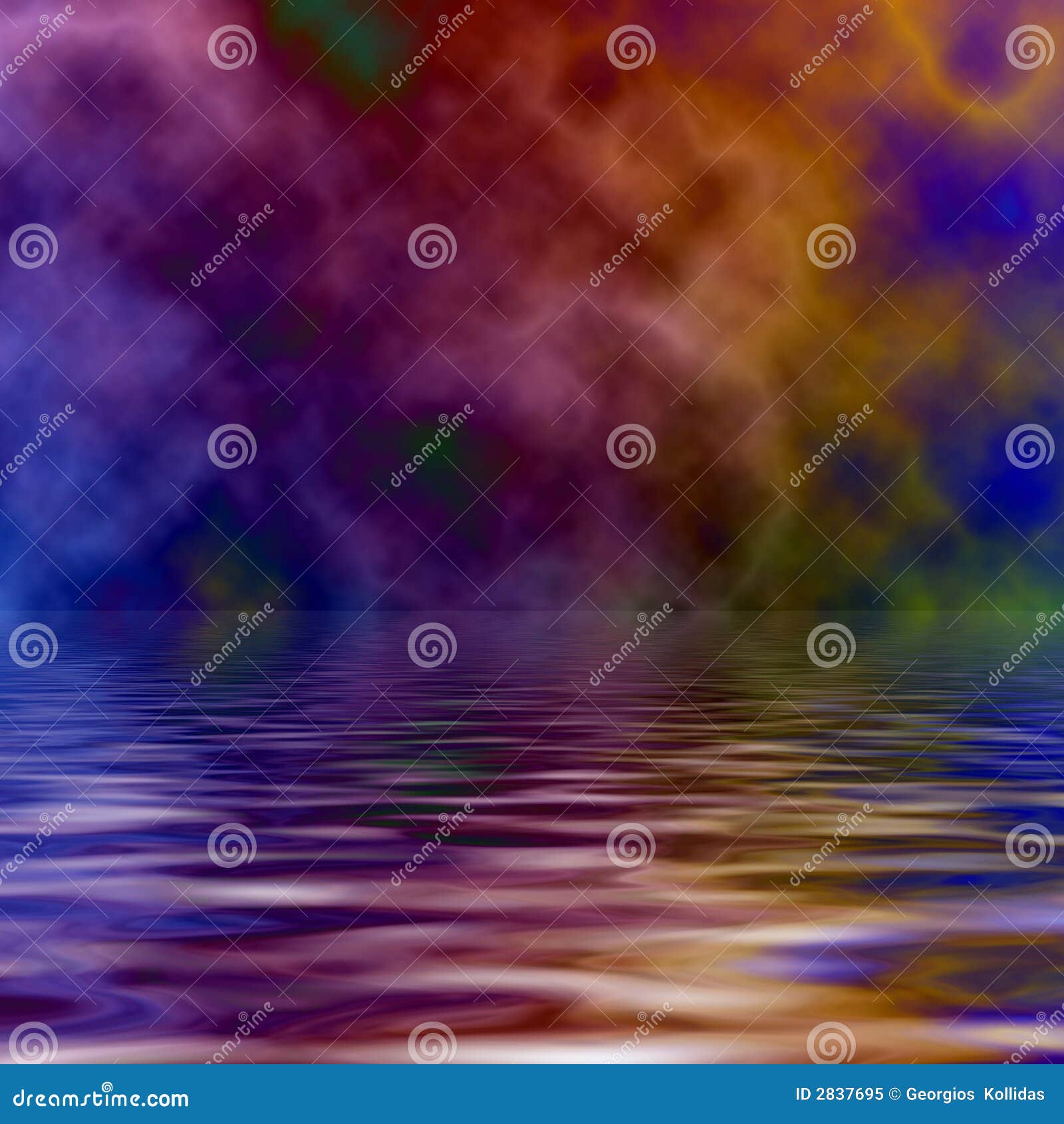 Psychedelic Ocean Waves With Small Castle. Ai Generated Stock Photo ...