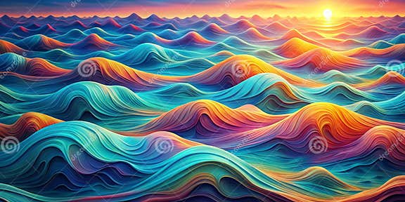 Psychedelic Ocean Currents Abstract Pattern AI-Generated Content Stock ...