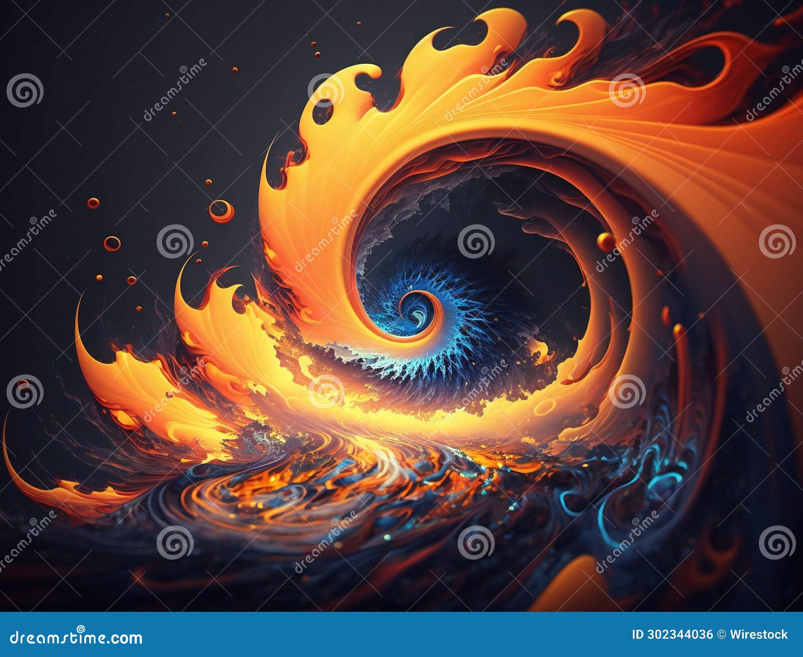 A Psychedelic Ocean Wave Spiral AI Generated Stock Illustration ...