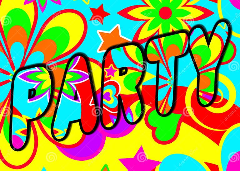 Psychedelic party header stock illustration. Illustration of cards ...