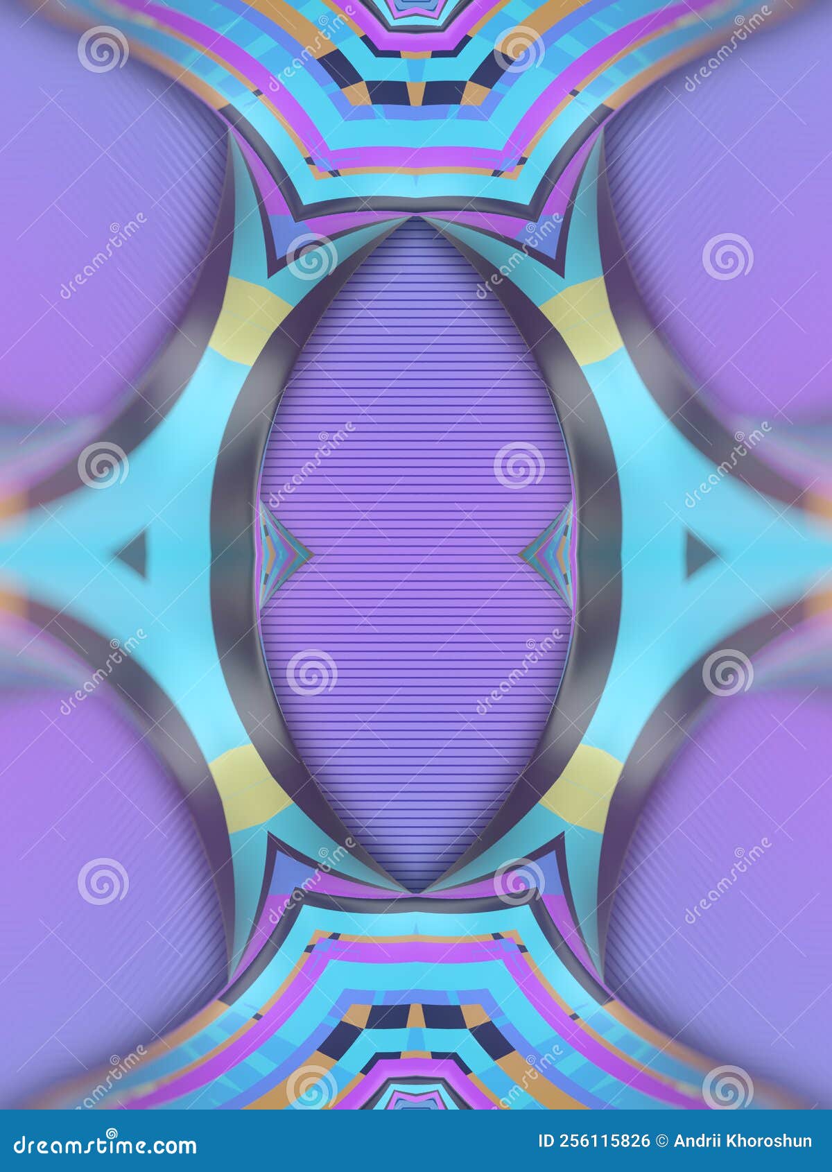 Psychedelic Pattern from a Group of Curved Shapes in Neon Color. 3d ...