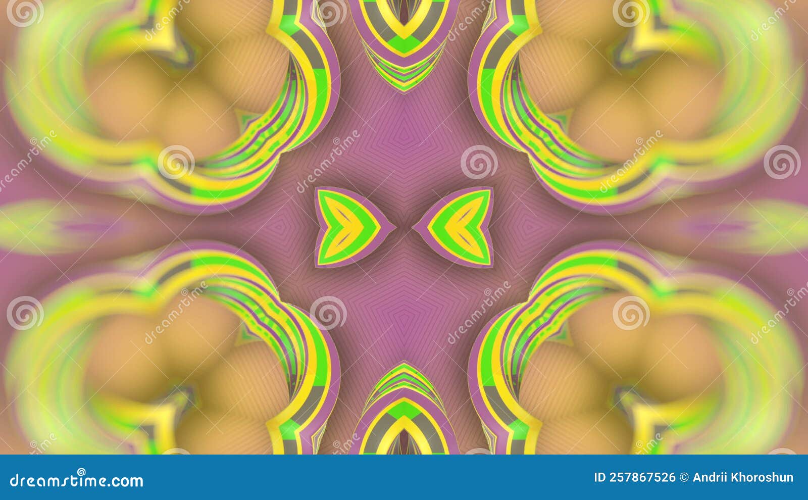 Psychedelic Pattern from a Group of Twisted Shapes. 3d Render Loop ...
