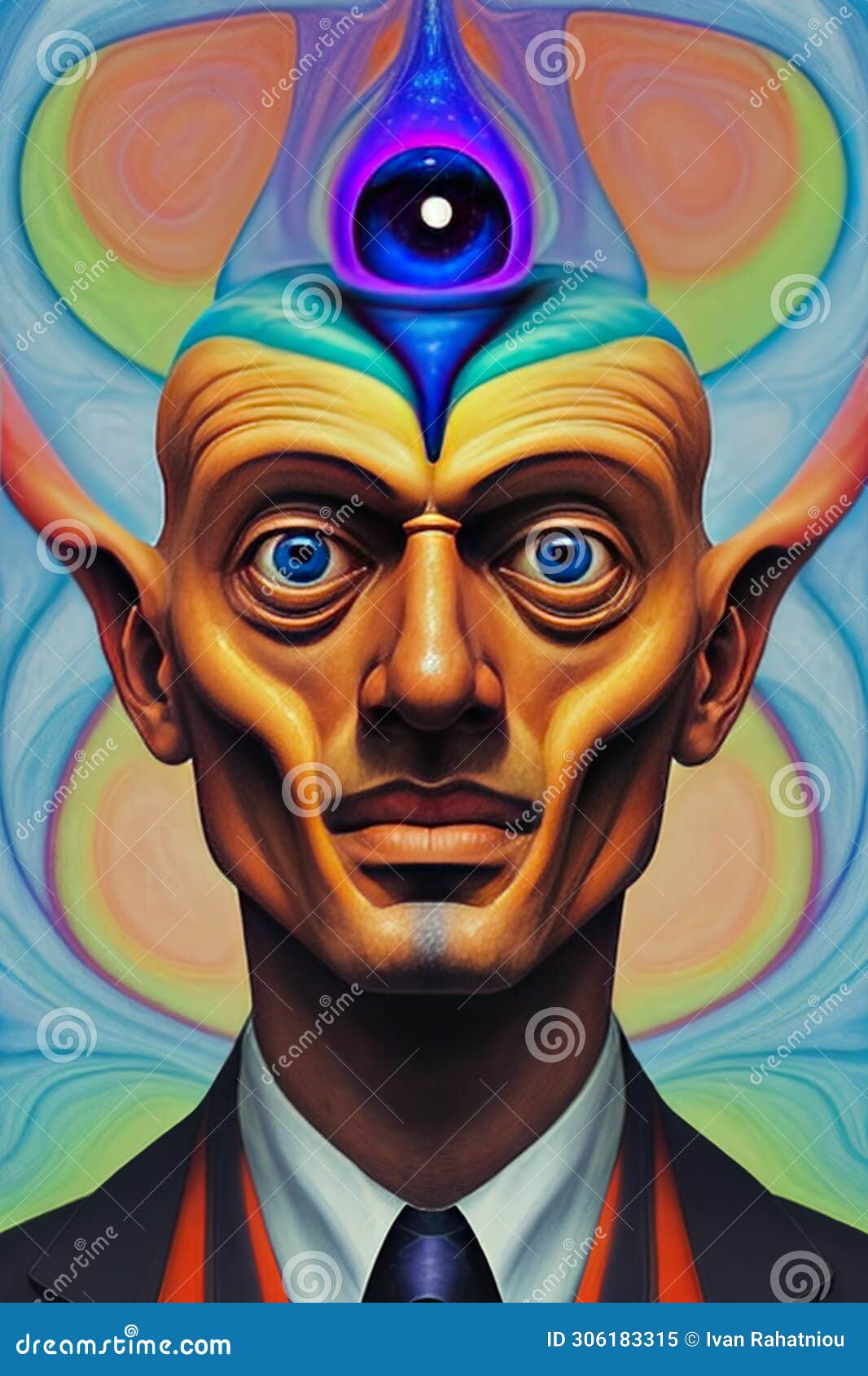 Psychedelic Portrait of a Man Stock Illustration - Illustration of ...