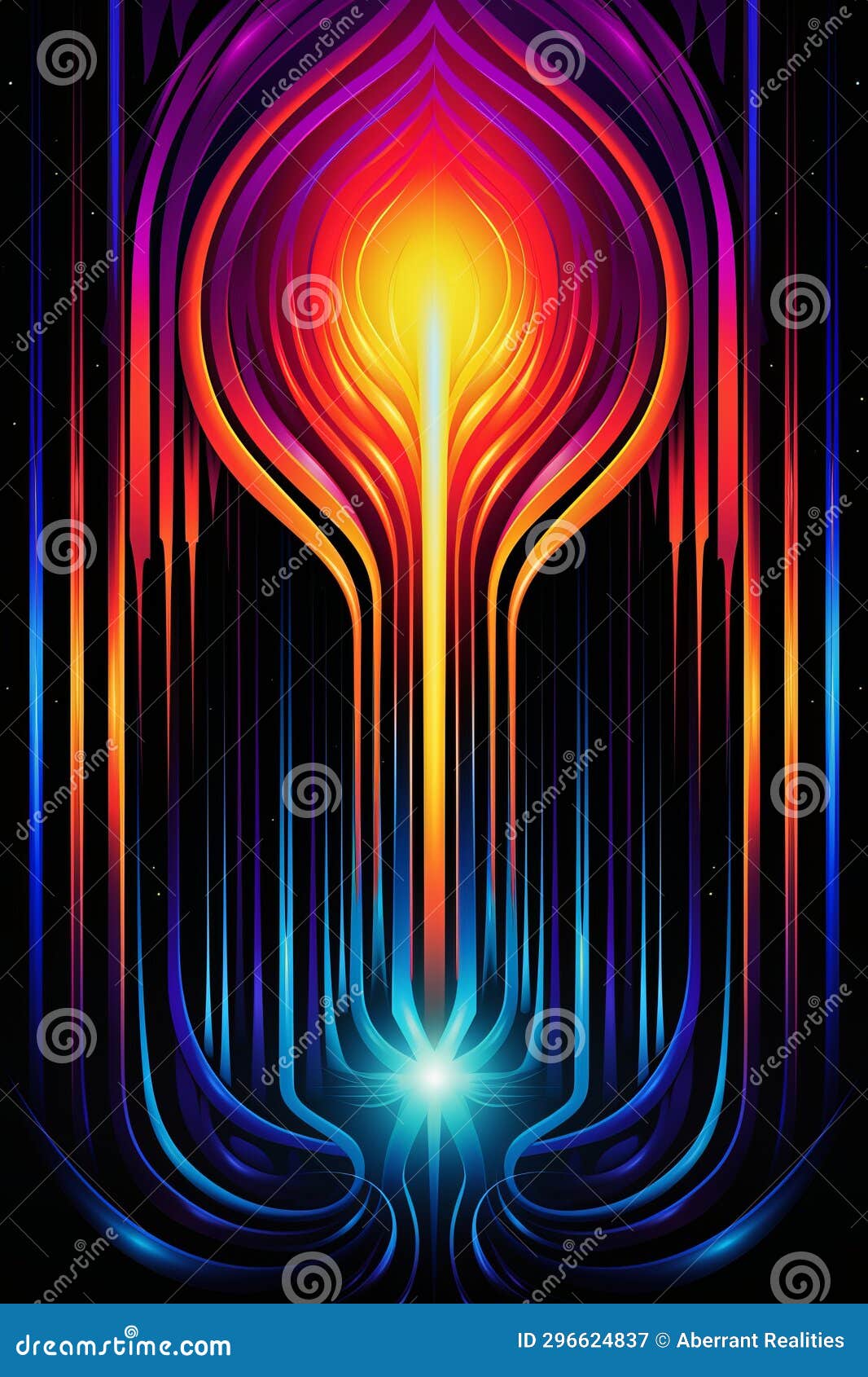 A Psychedelic Poster with a Glowing Light in the Center Stock ...