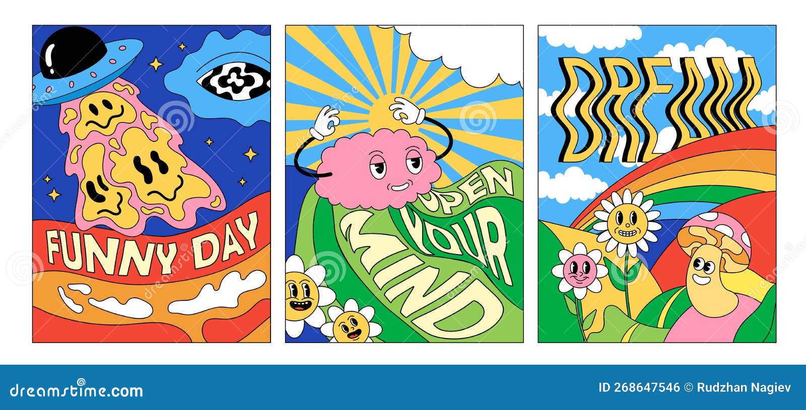 Psychedelic Posters Template Vector Set | CartoonDealer.com #218229794