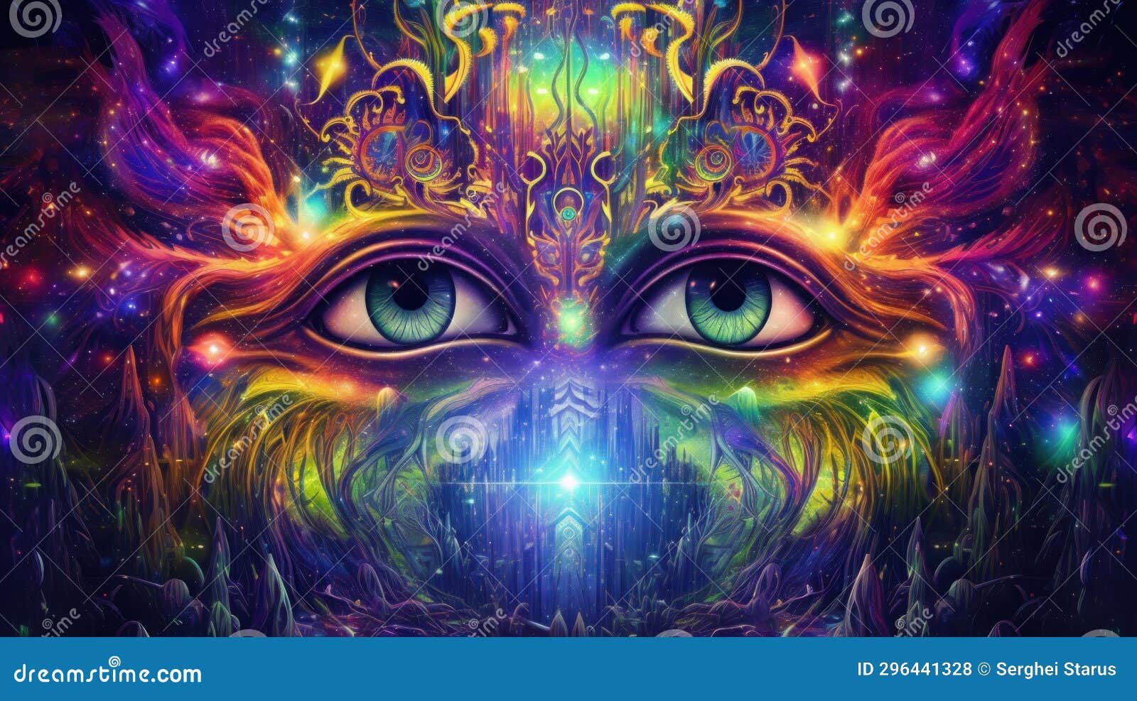 Psychedelic Psychedelic Eye with Glowing Eyes, AI Stock Photo - Image ...