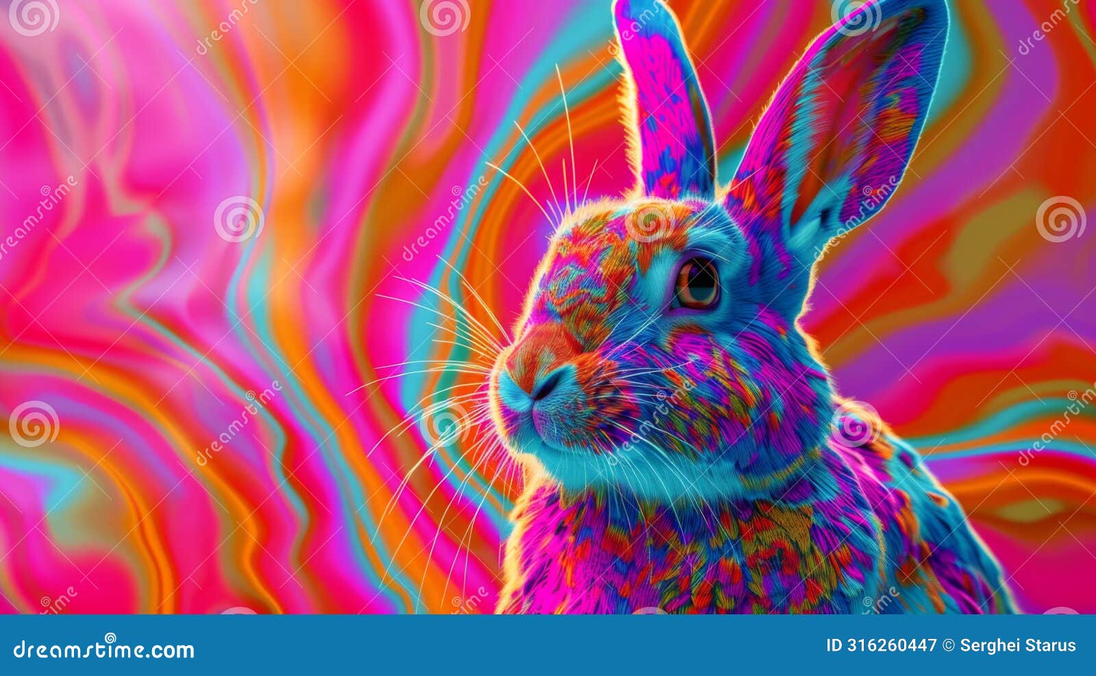 A Psychedelic Rabbit with a Colorful Background in the Foreground, AI ...