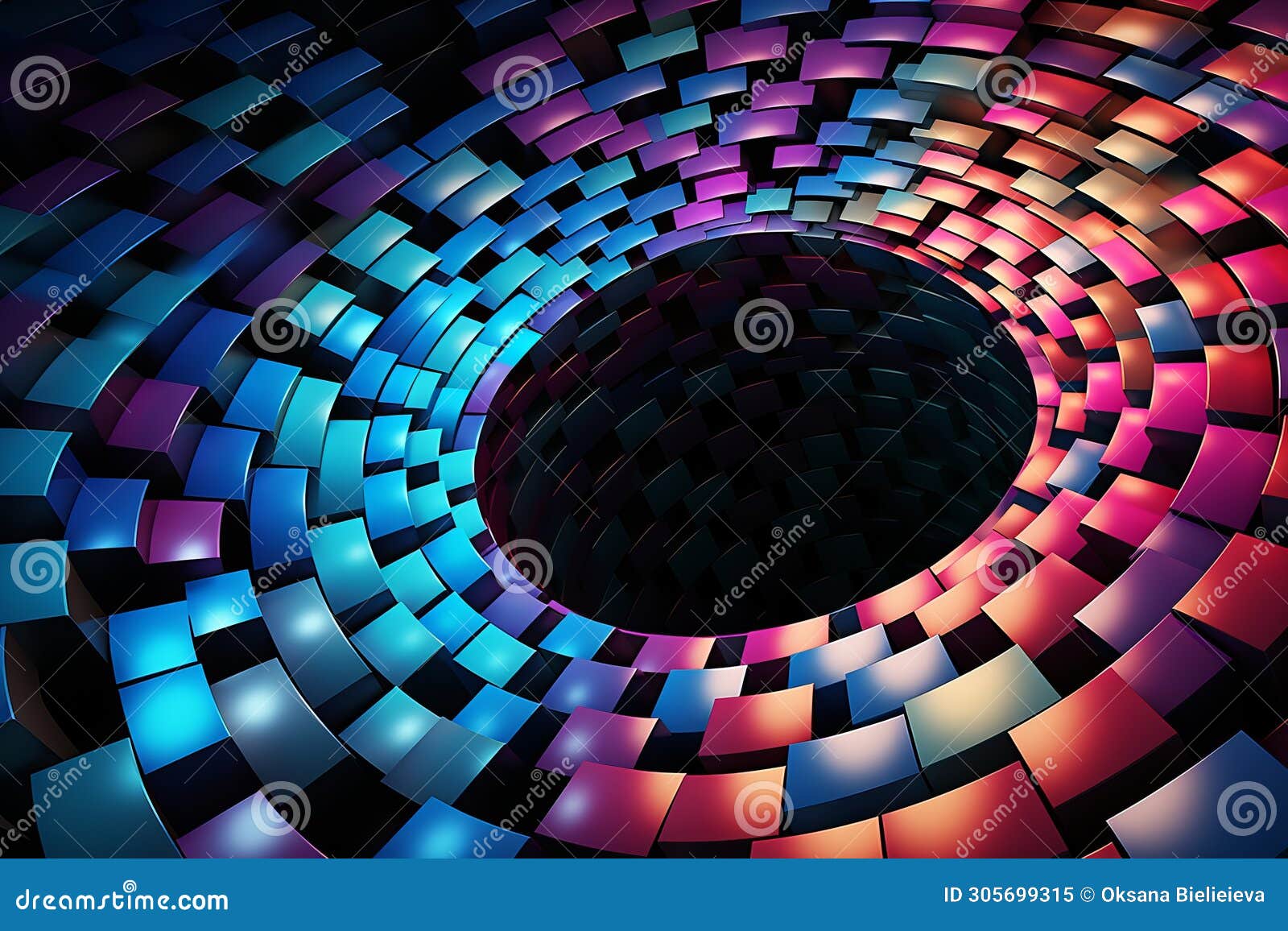 Psychedelic Rainbow Patterns and Illusions on Black Background.Vibrant ...