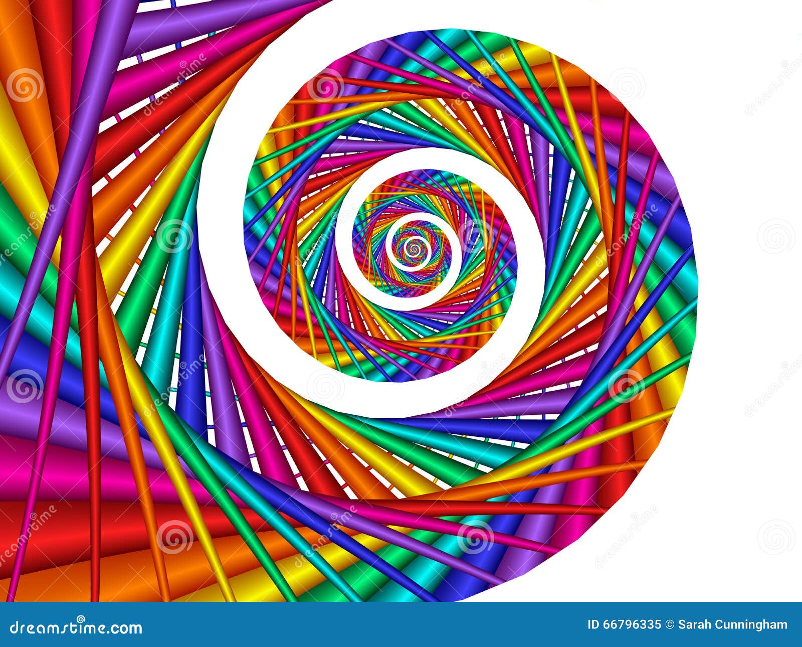 Psychedelic Rainbow Spiral on White Isolated Stock Illustration ...
