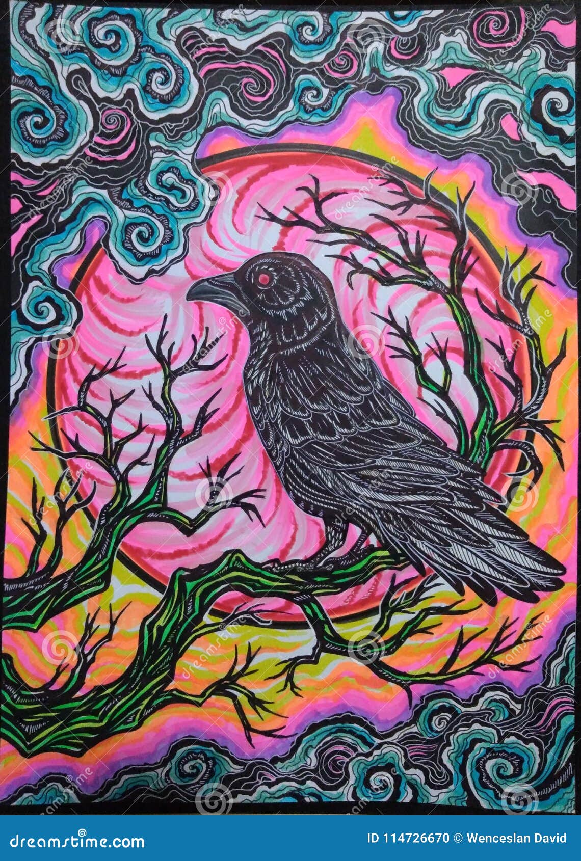 Psychedelic Raven editorial image. Image of vellum, psychedelic - 114726670