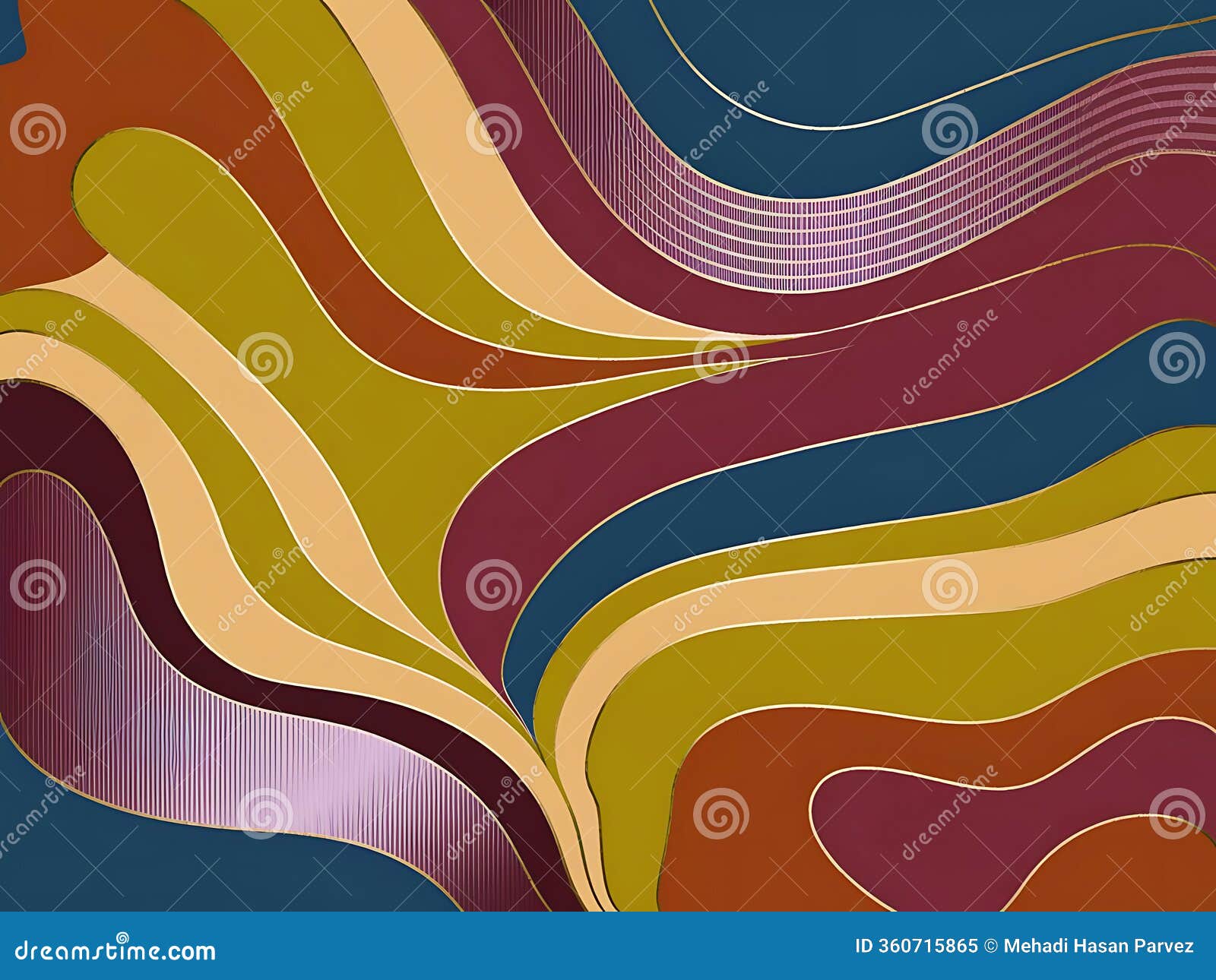 Psychedelic Retro Wavy Pattern in Vibrant 70s Colors Stock Illustration ...