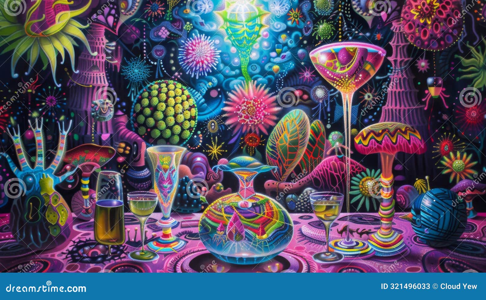 Psychedelic Scene with Surrealistic Patterns and Colors Stock ...