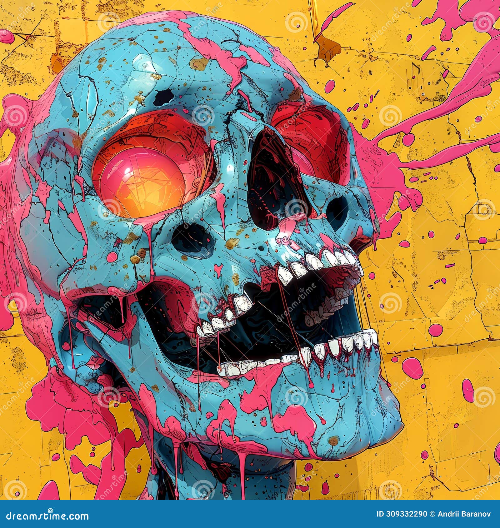Psychedelic Skull Poster. Wall Decor. AI Generated Stock Illustration ...