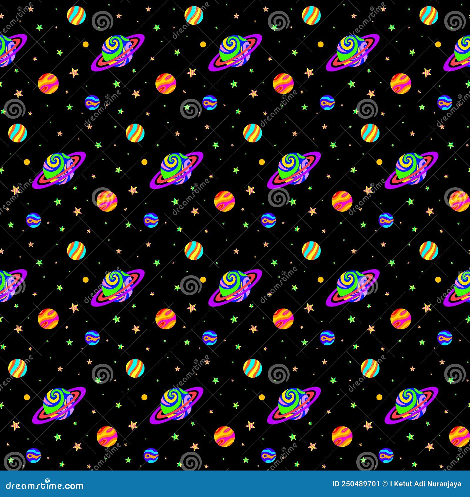 Psychedelic Space Planets Vector Seamless Pattern Stock Vector ...