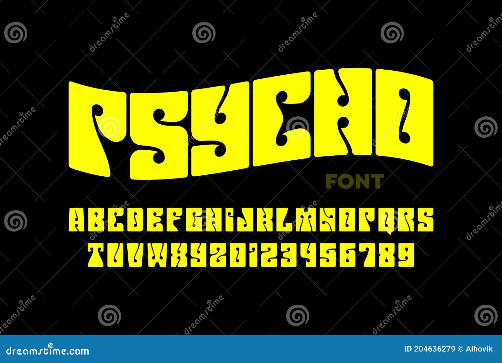 Psychedelic Style Font Design, 1960s Alphabet Stock Vector ...