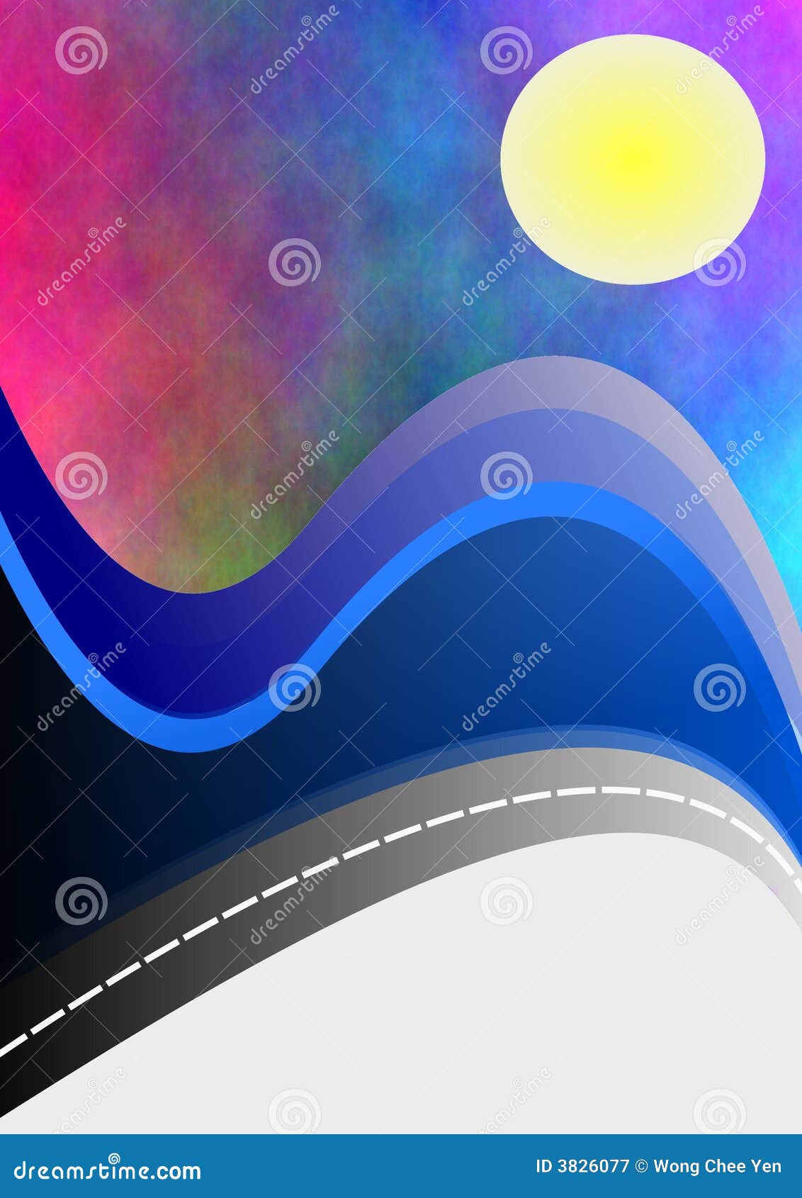 Psychedelic sunny road stock illustration. Illustration of design - 3826077