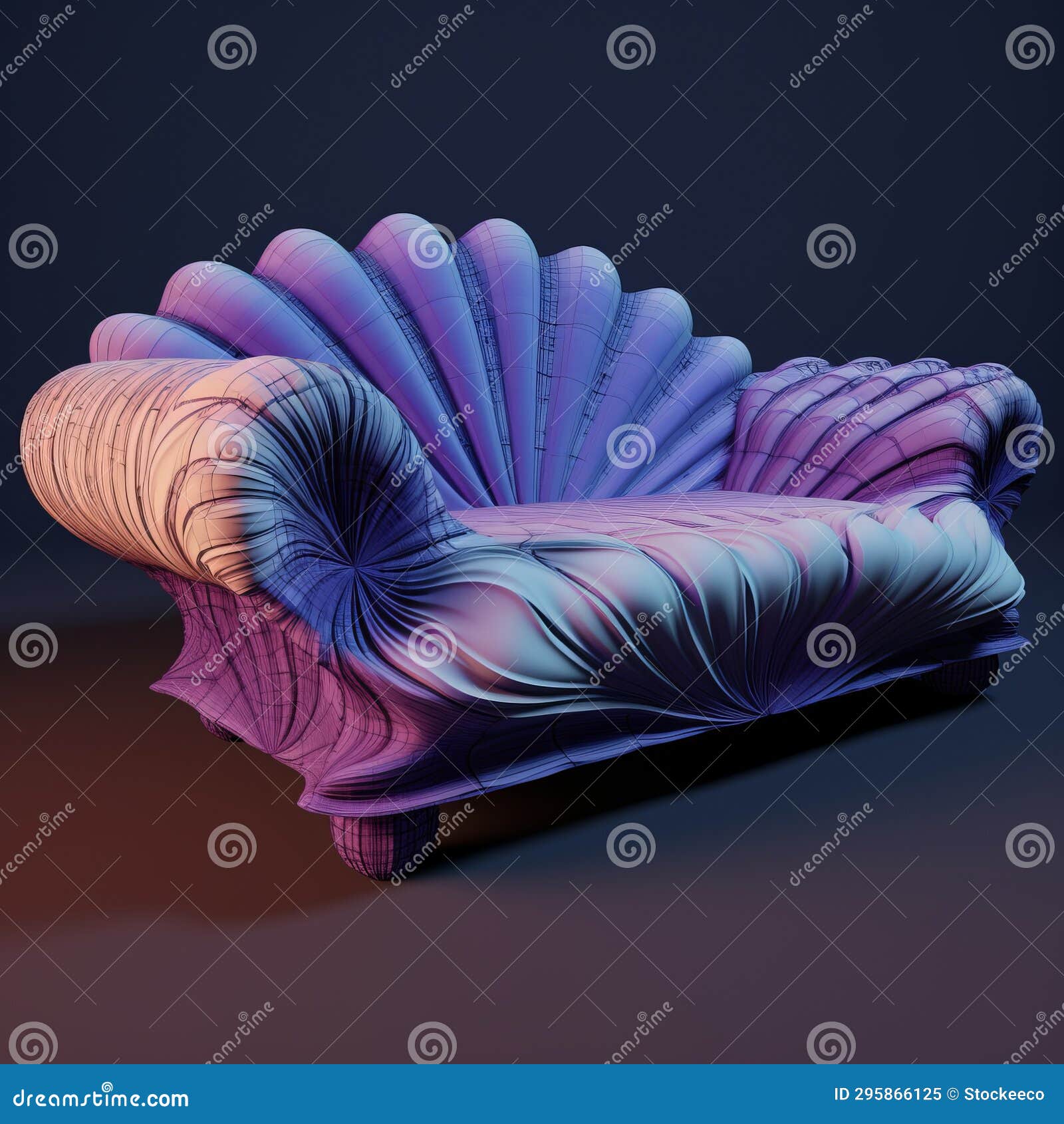 Psychedelic Surrealism 3d Sofa with Shells - Organic Chemistry Textile ...