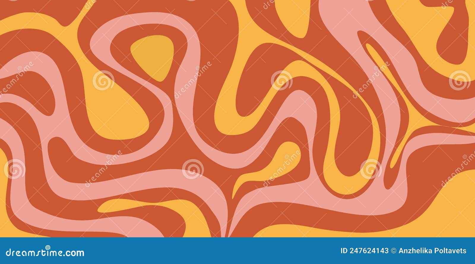 70s Groovy Pattern With Flowers On Biege Cartoon Vector | CartoonDealer ...