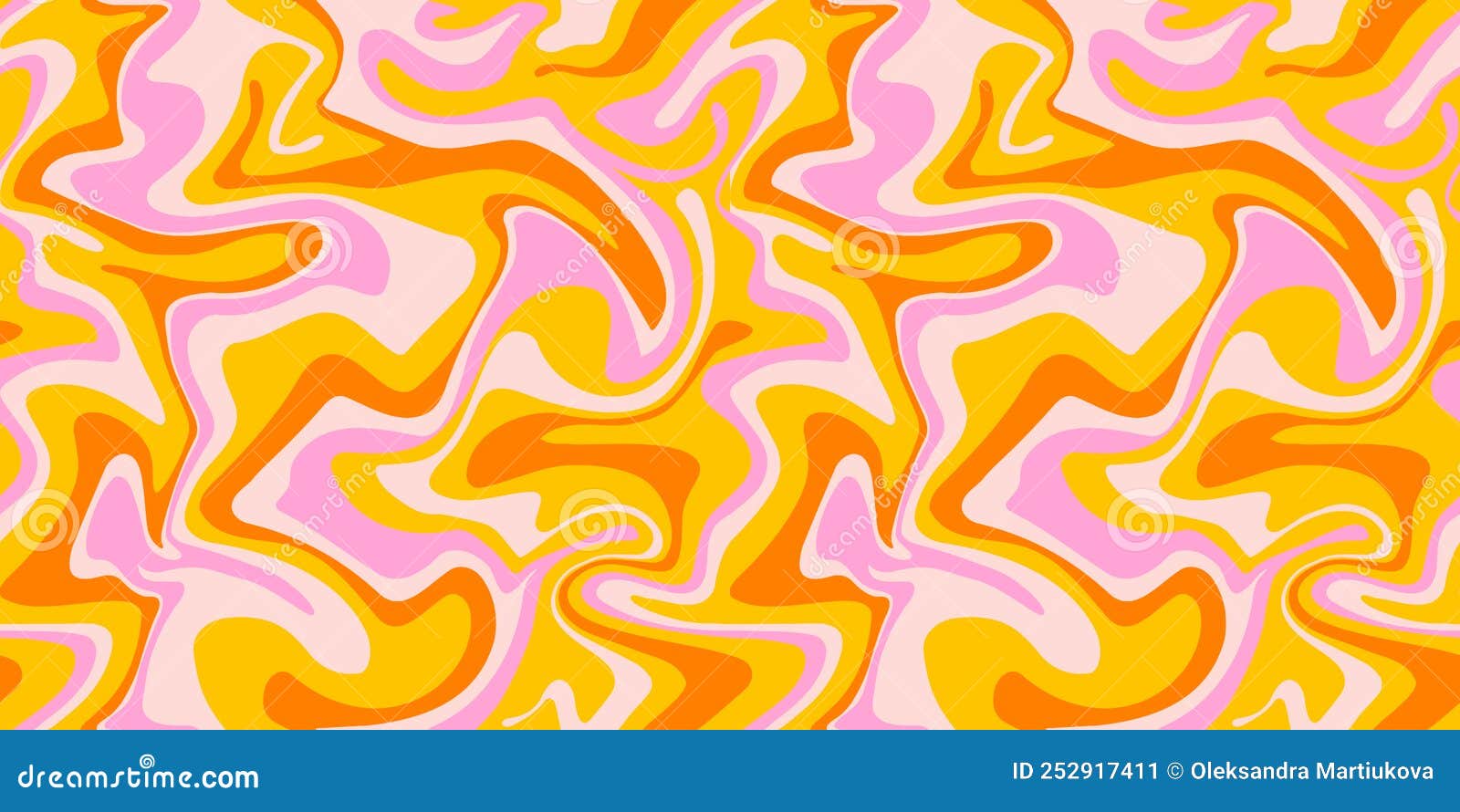 Psychedelic Swirl Seamless Pattern. 60s, 70s Style Liquid Groovy ...