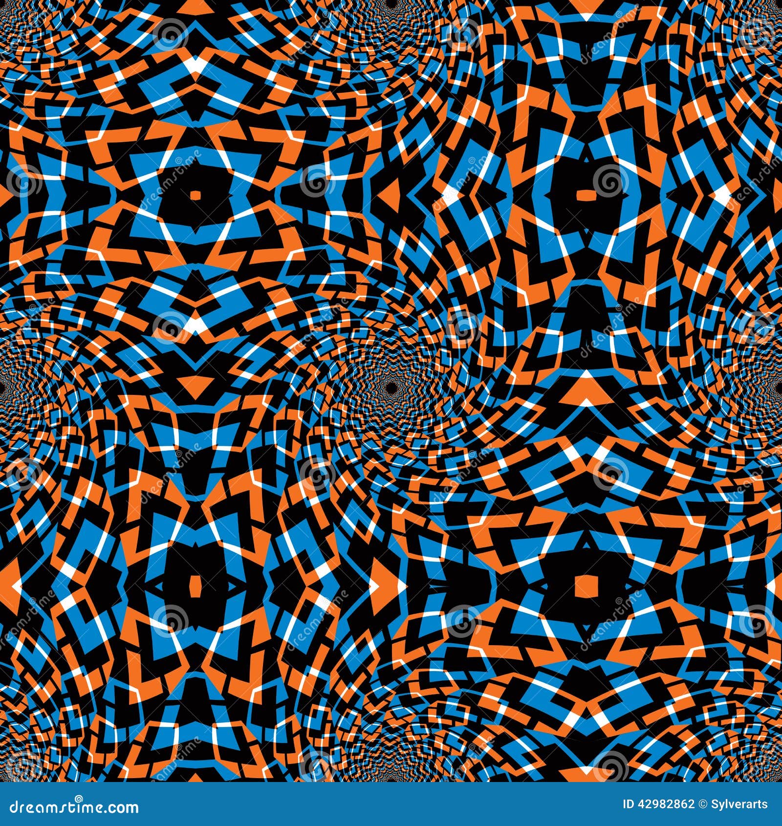 Psychedelic Swirls Geometric Seamless Pattern, Vector Background Stock ...