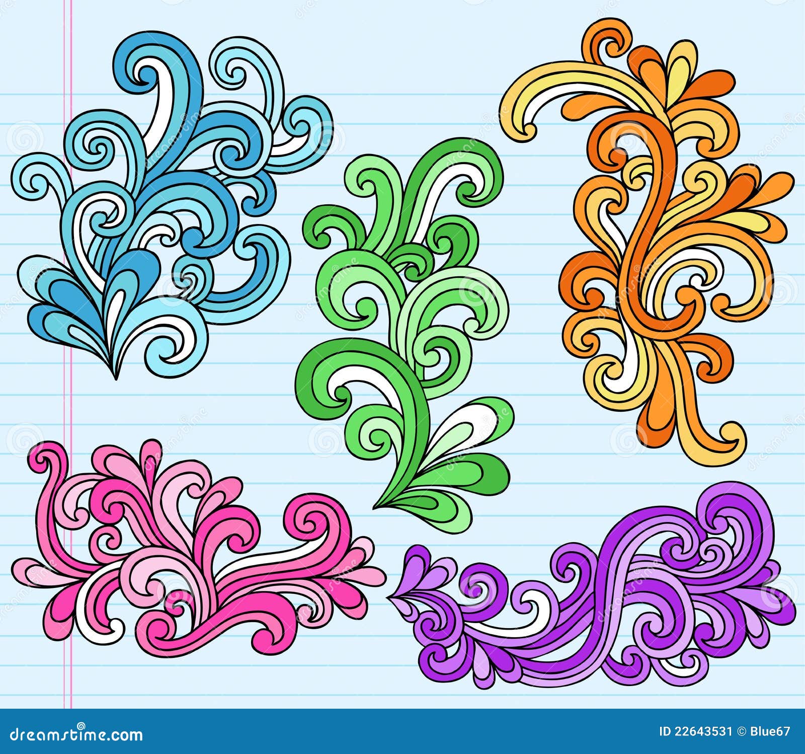Psychedelic Swirly Notebook Doodles Vector Set Stock Vector ...