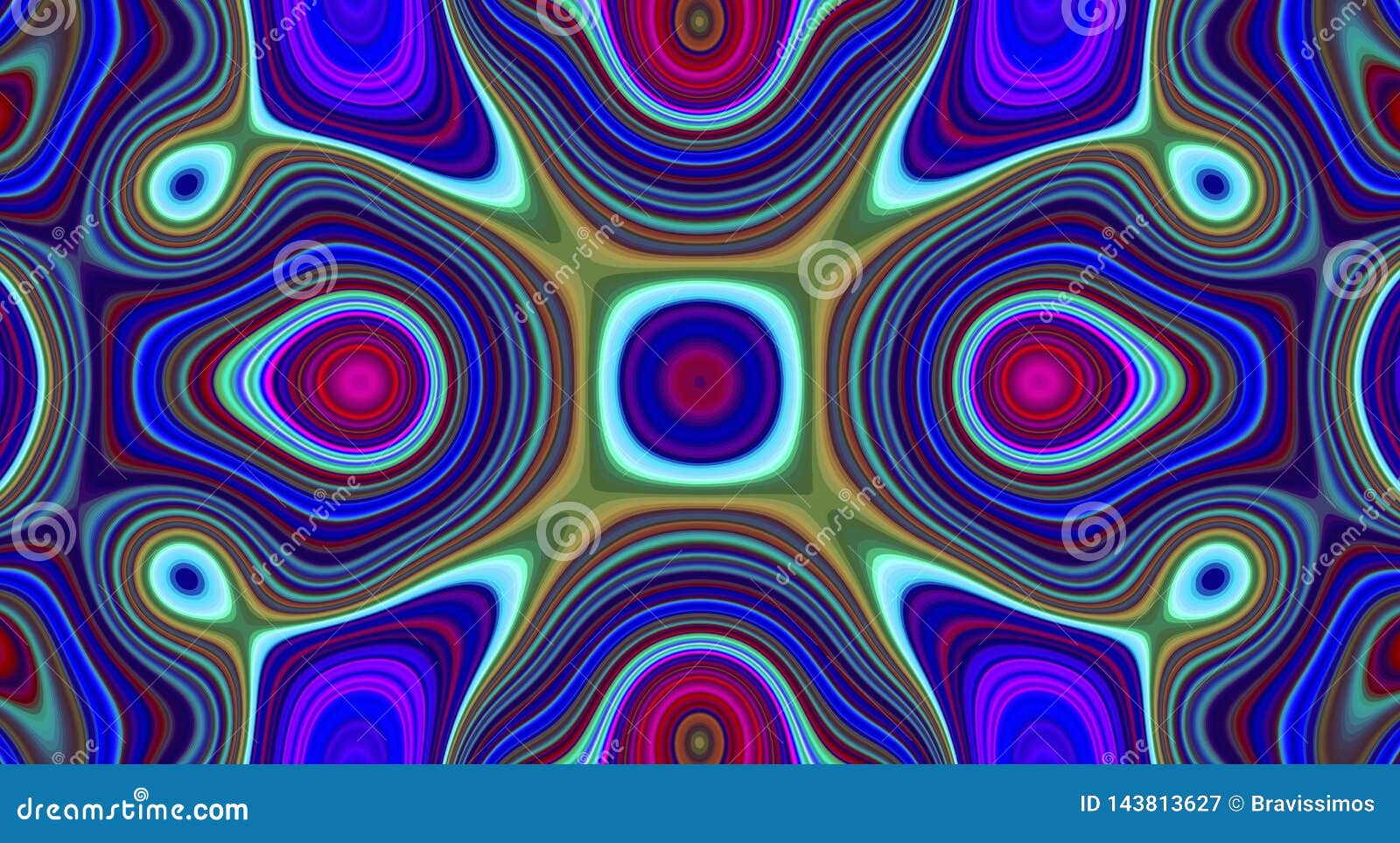 Psychedelic Symmetry Abstract Pattern and Hypnotic Background, Bright ...