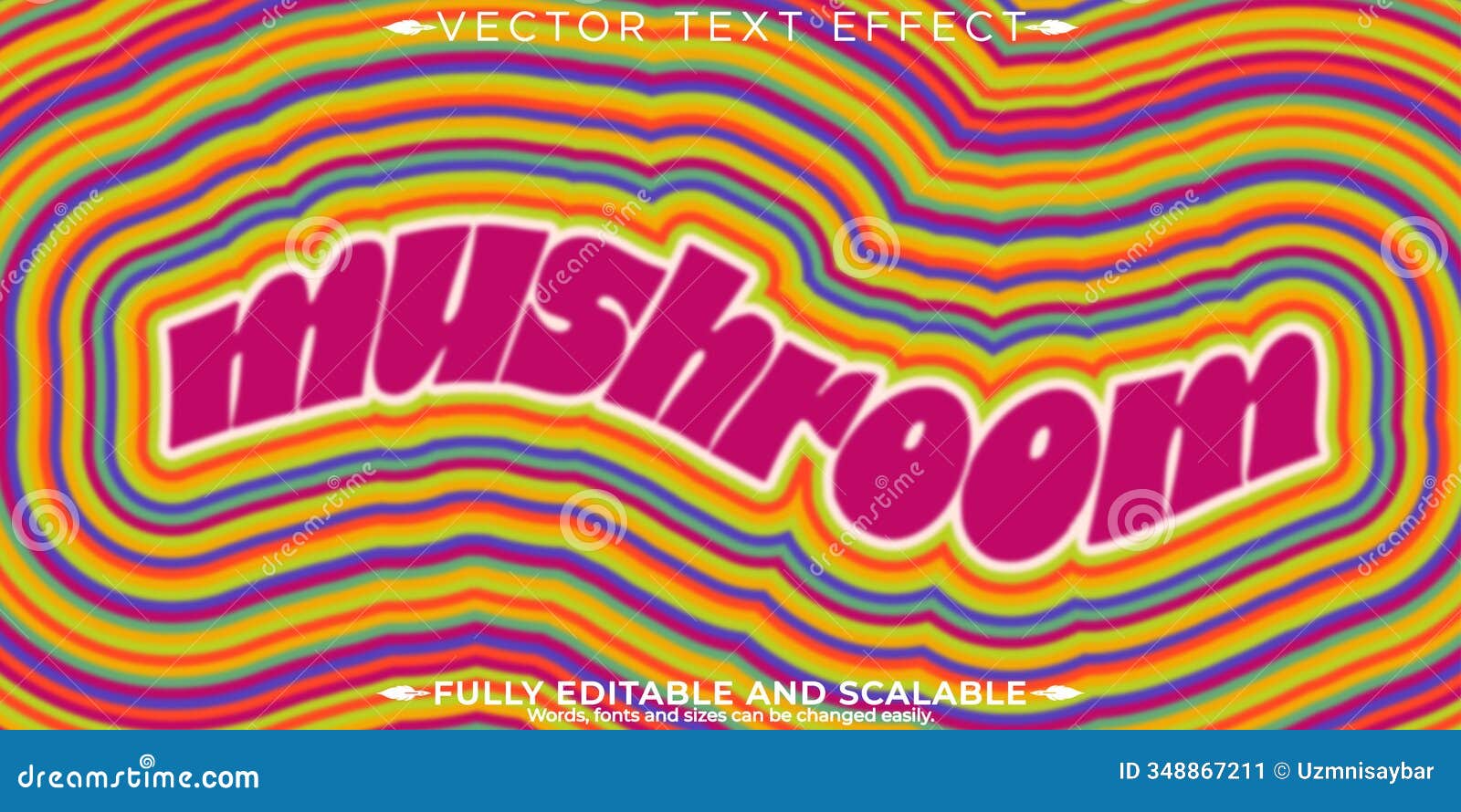 Psychedelic Text Effect, Editable Mushroom Text Style Stock Vector ...