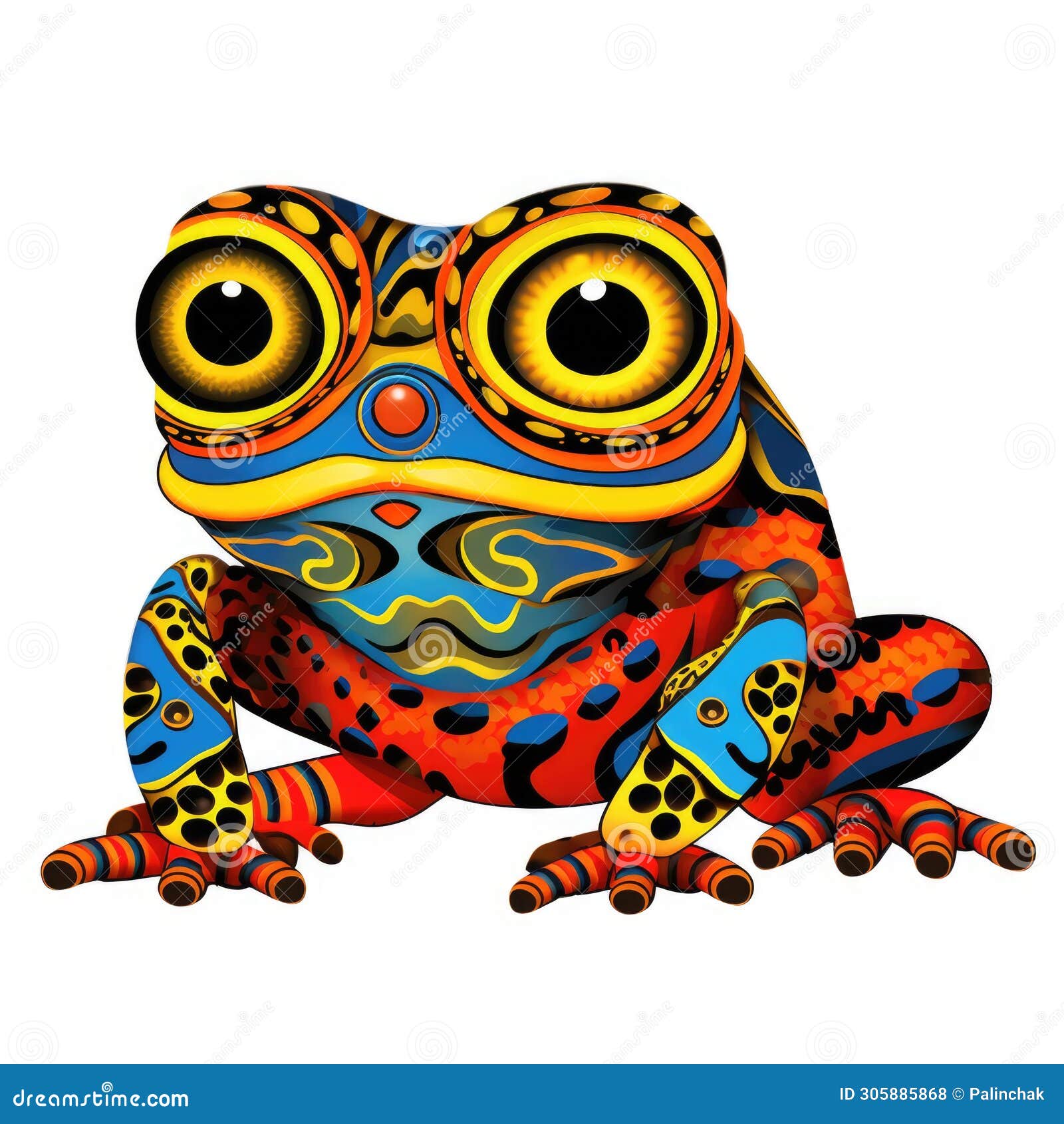 Psychedelic Toad Portrait in Bright Pop Art Style Isolated on White ...
