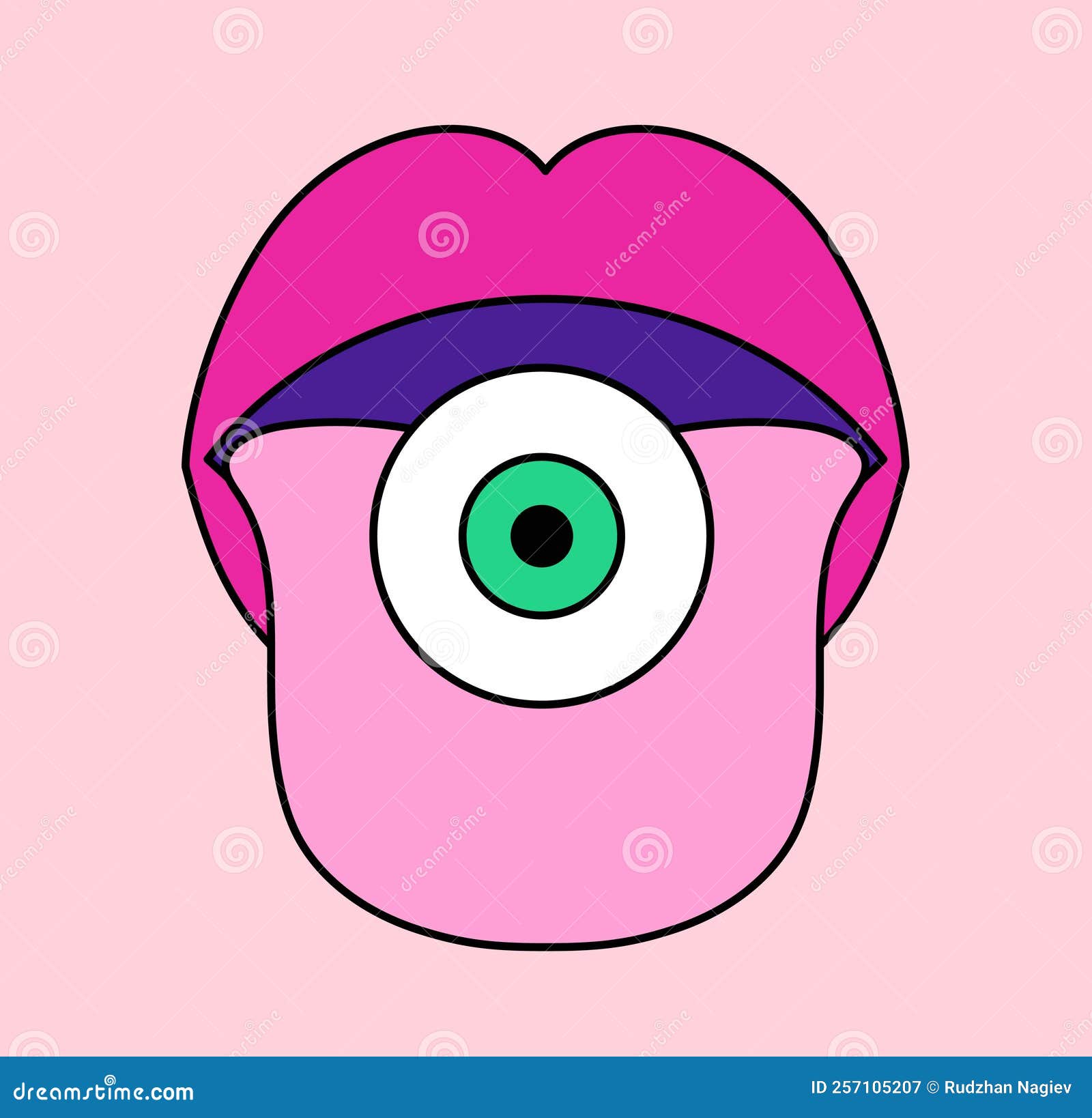Psychedelic Tongue With Eye Stock Vector Illustration Of Background Symbol 257105207