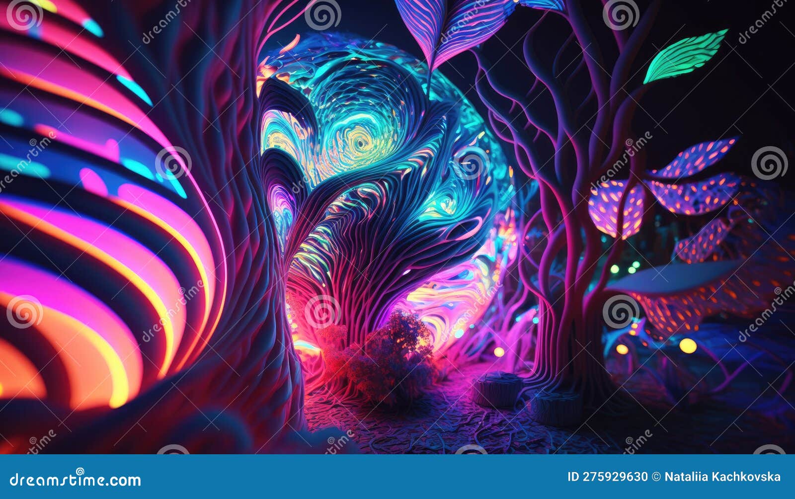 Psychedelic Tree Sculptures Stock Illustration - Illustration of ...