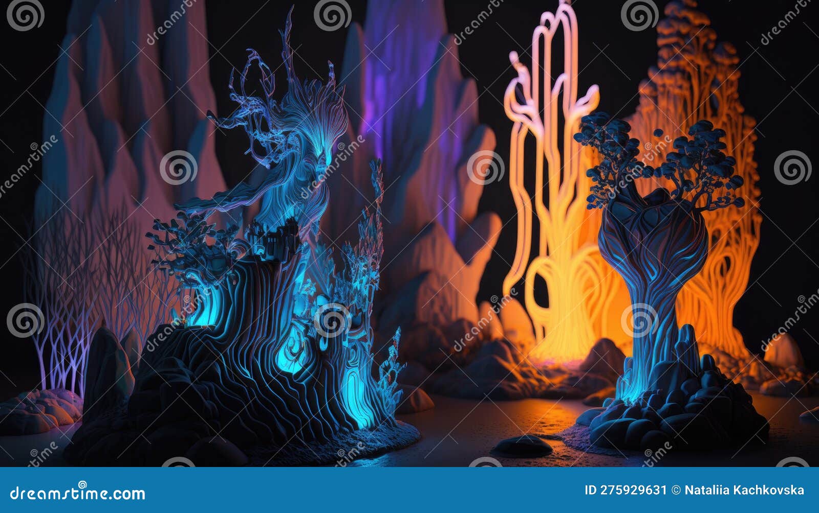 Psychedelic Tree Sculptures Stock Illustration - Illustration of ...