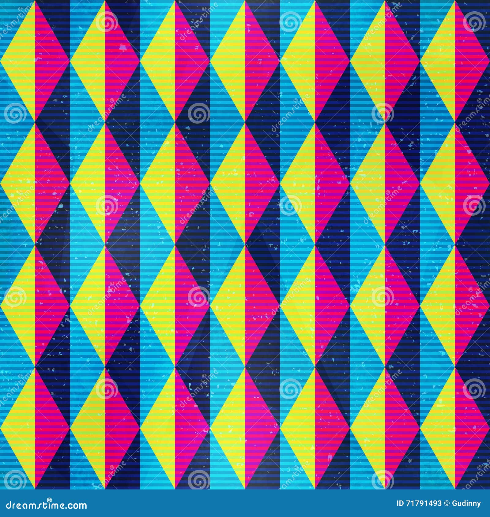 Psychedelic Triangle Seamless Pattern with Grunge Effect Stock Vector ...