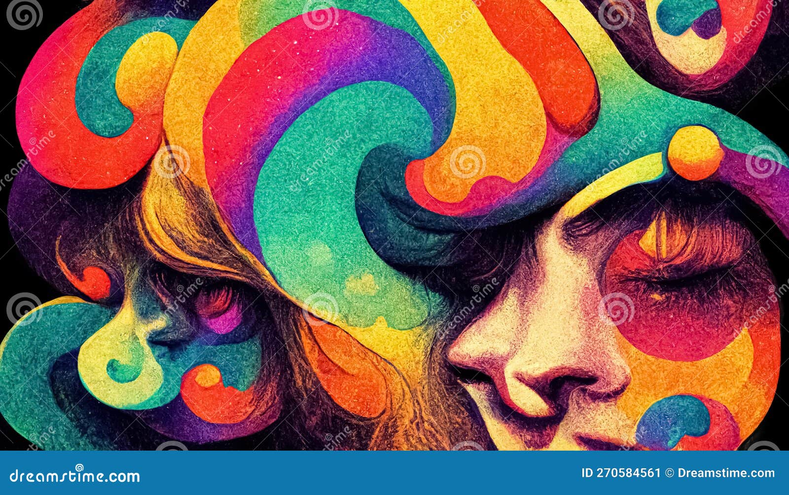 Psychedelic Trippy LSD or Magic Mushrooms Hallucinations Hippie Concept ...