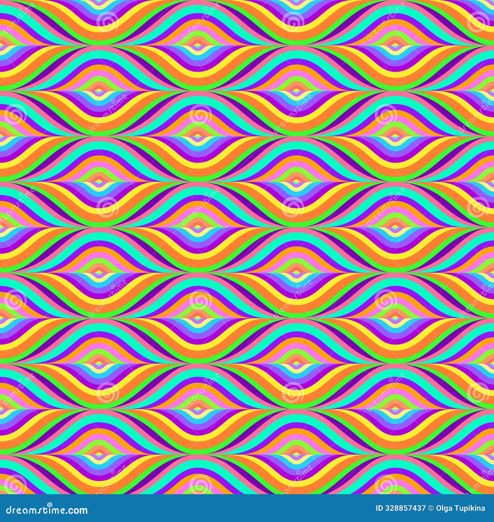 Psychedelic Trippy Rainbow Waves Seamless Pattern. Abstract Liquid ...