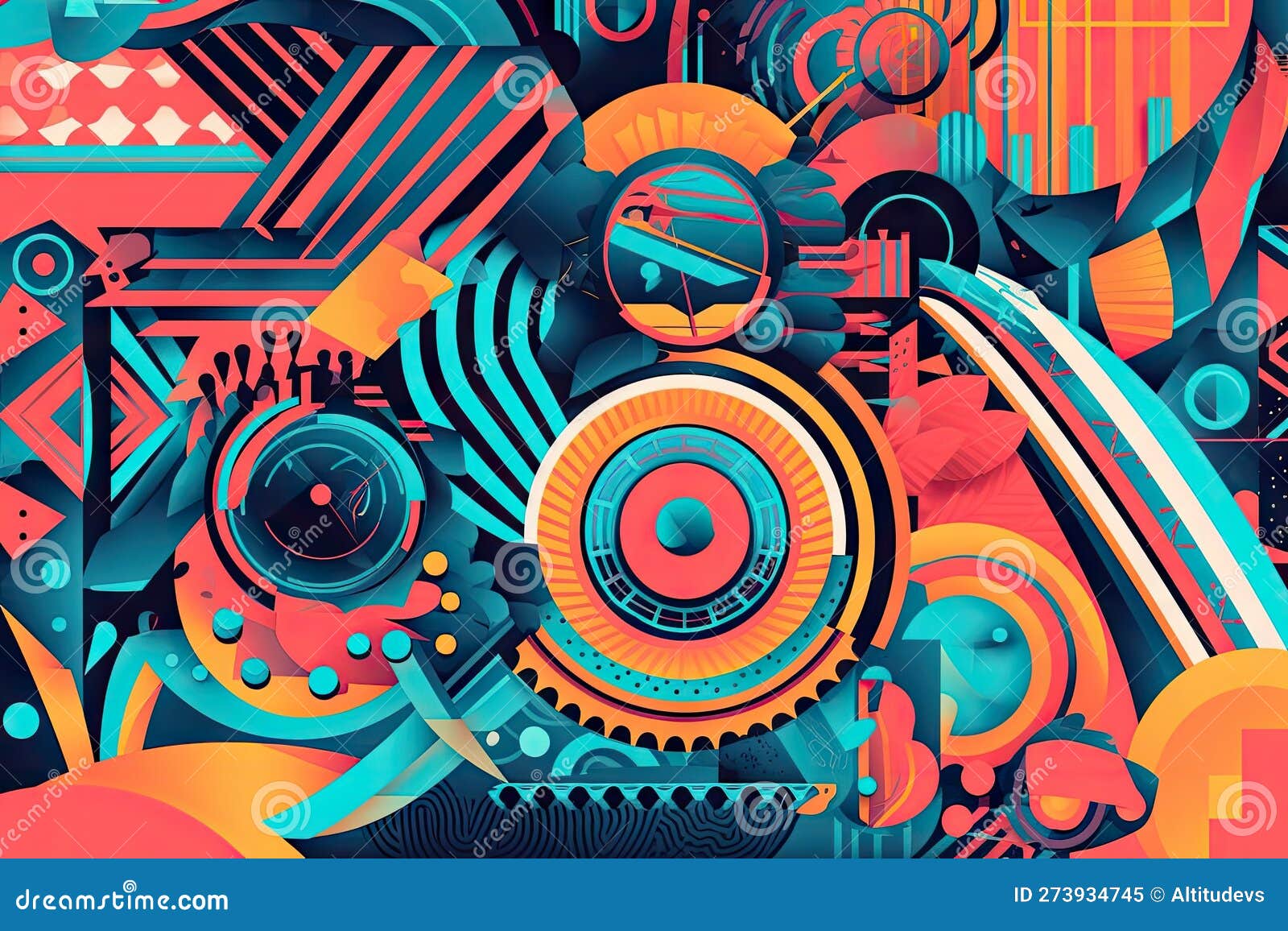 Psychedelic Typography with Bold, Geometric Shapes and Patterns Stock ...