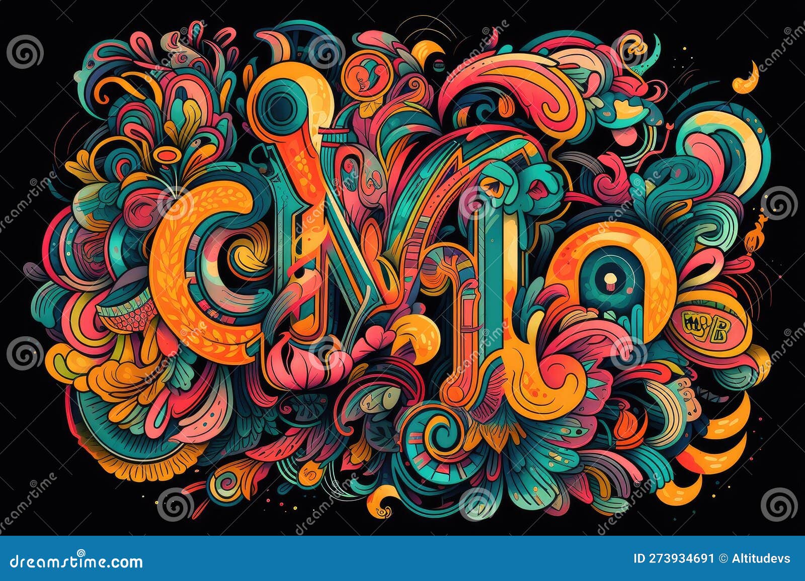 Psychedelic Typography and Lettering on Blank Background Stock ...