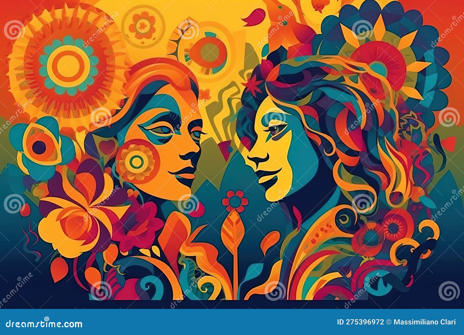 Psychedelic Vector Illustration. Concept Summer of Love 1969 Stock ...