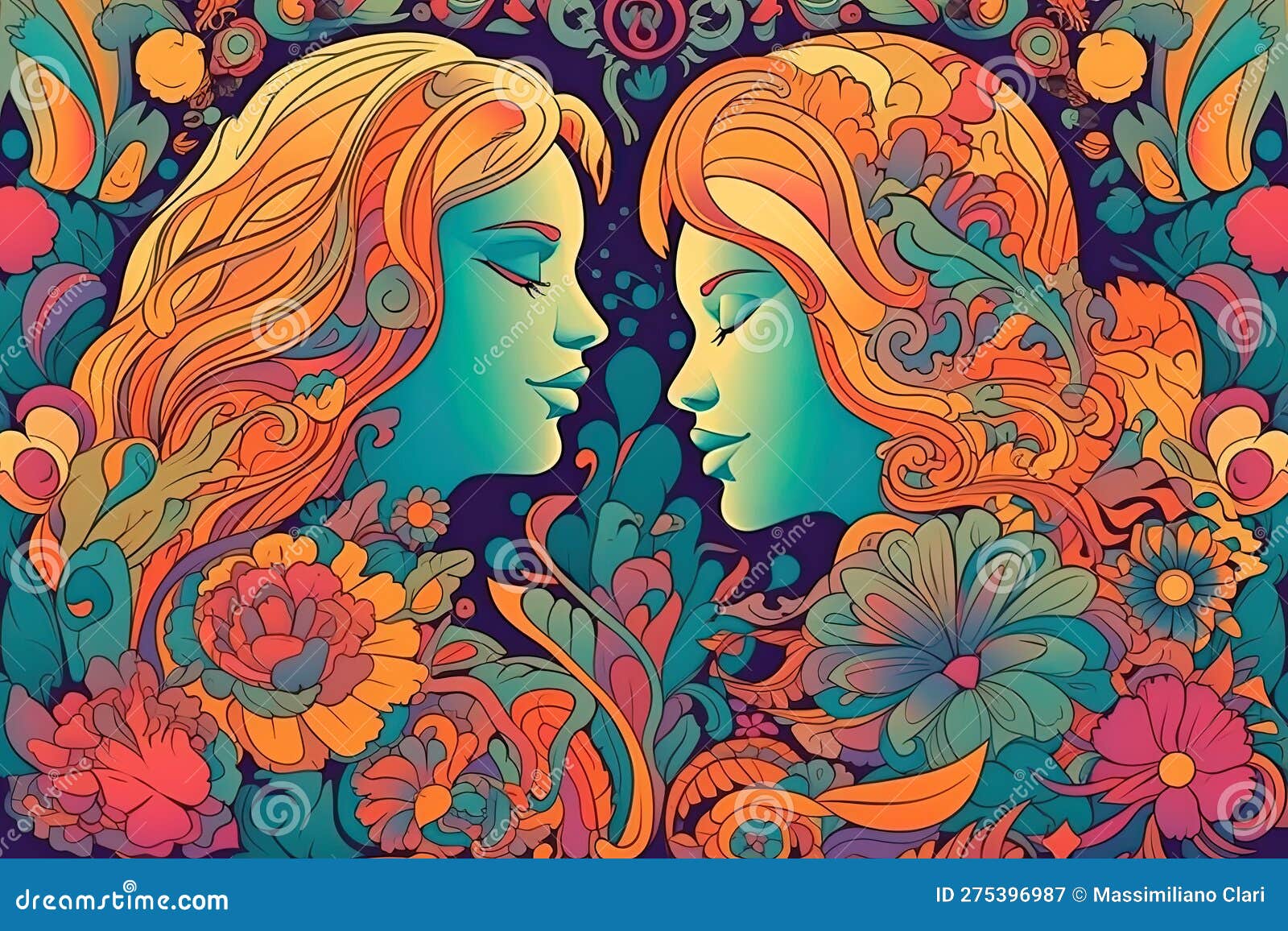 Psychedelic Vector Illustration. Concept Summer of Love 1969 Stock ...
